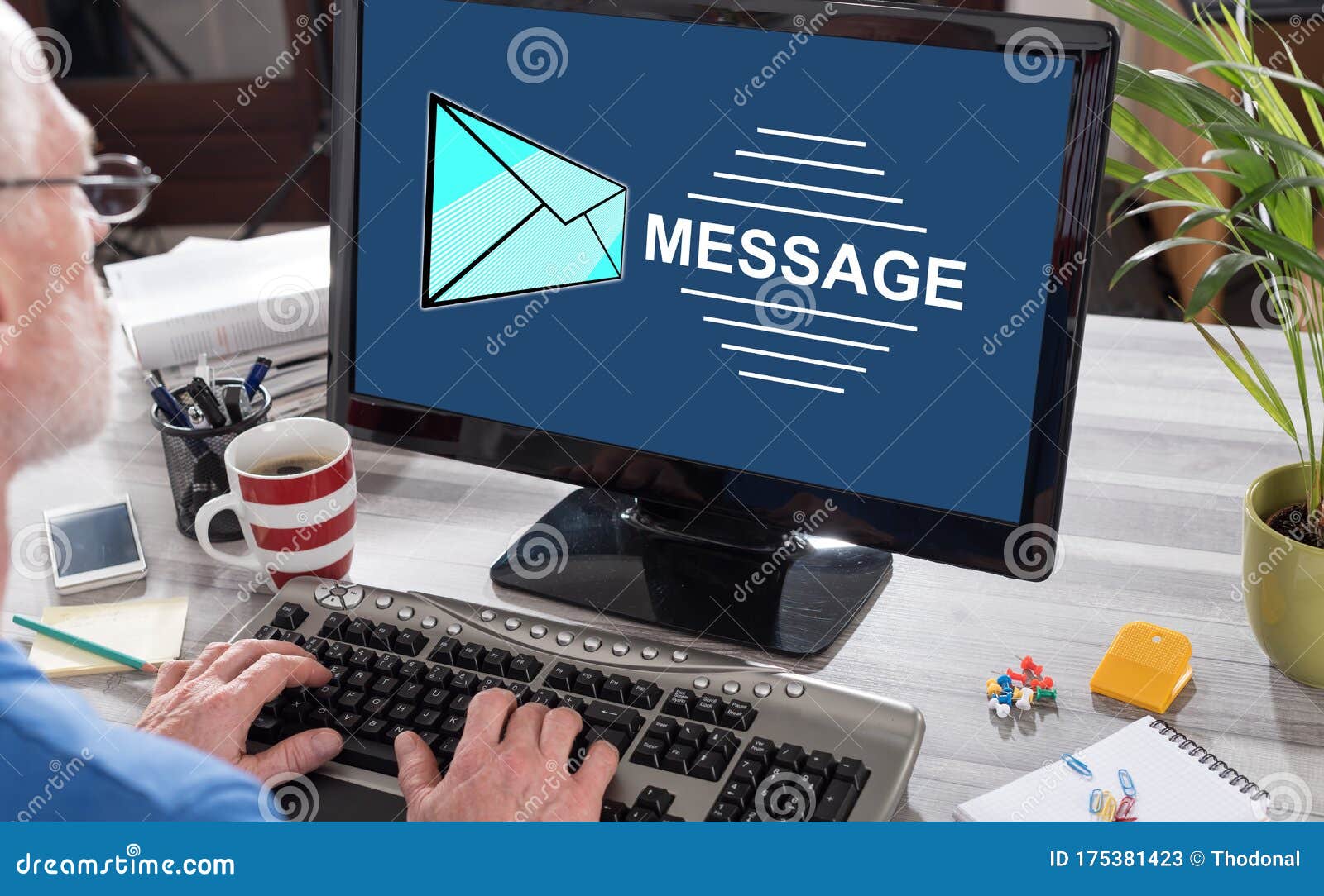 Message Concept on a Computer Stock Image - Image of modern, online ...