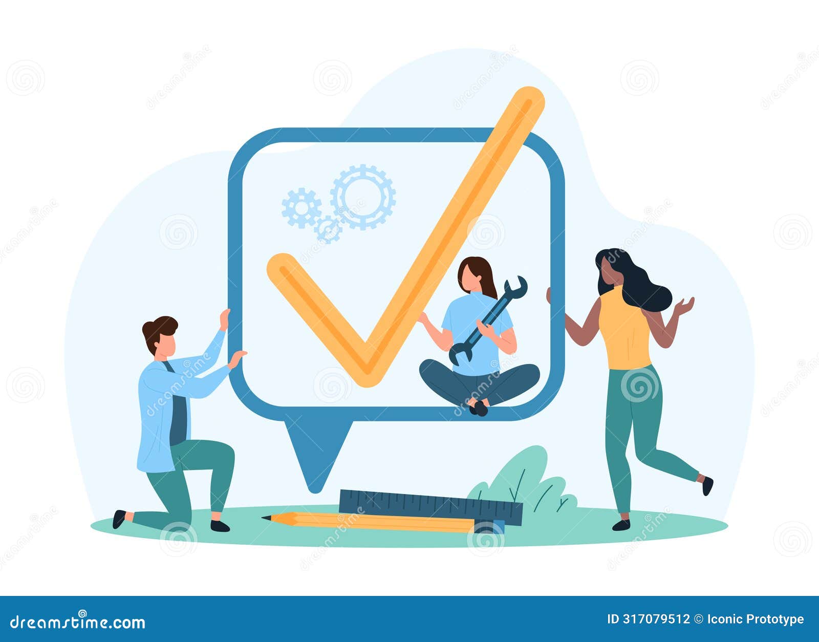 Message of Data, Document or List Approval, People and Check Mark ...