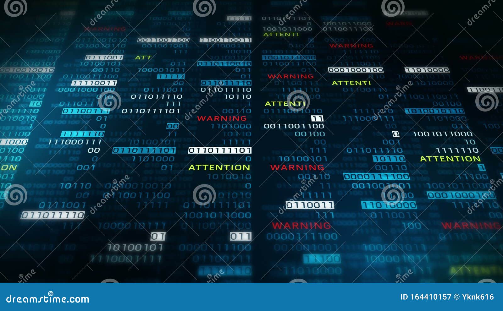 Warning And Attention Message With Binary Numbers Web Online With Digital Technology Loop