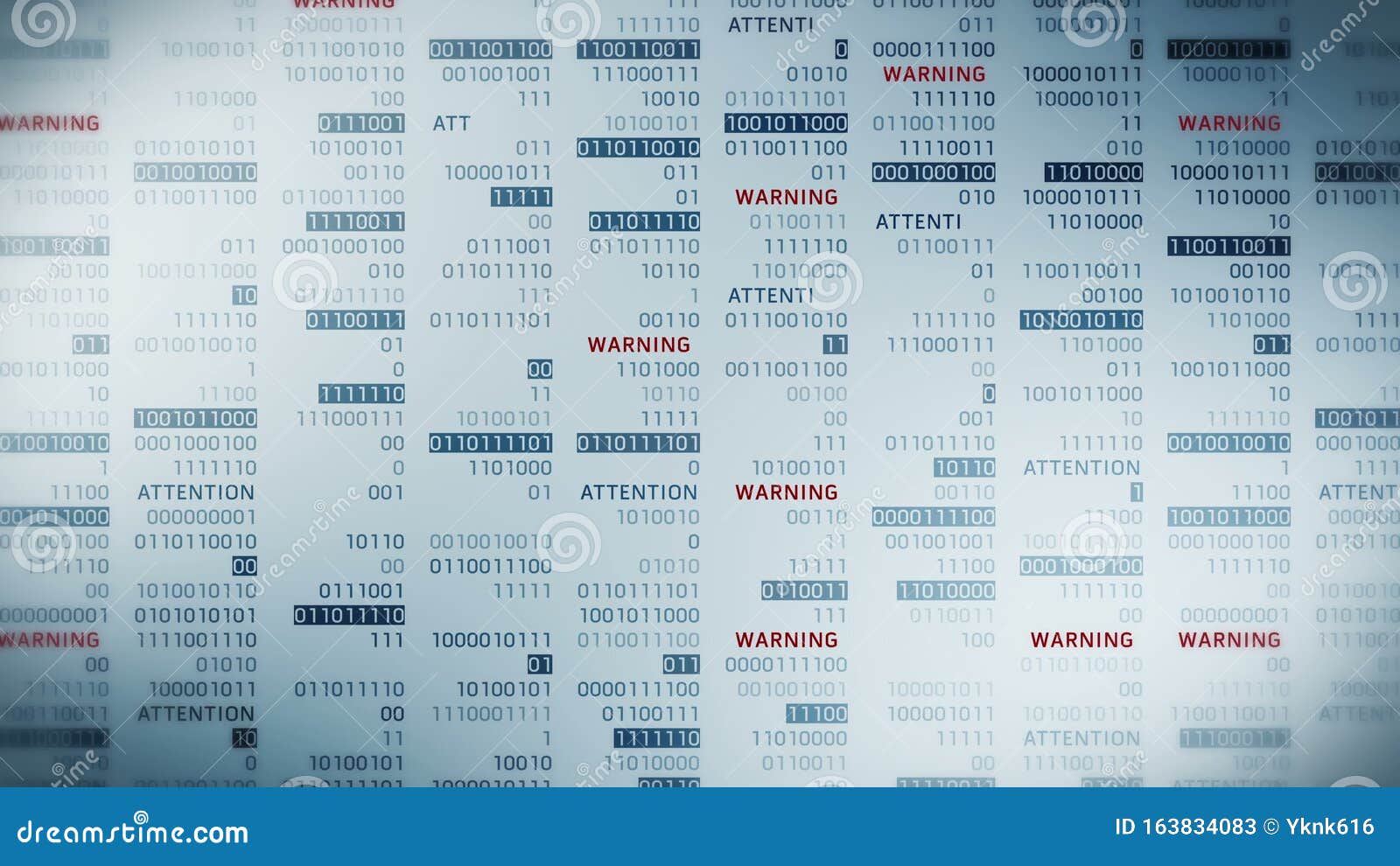 Warning And Attention Message With Binary Numbers Web Online With Digital Technology Loop