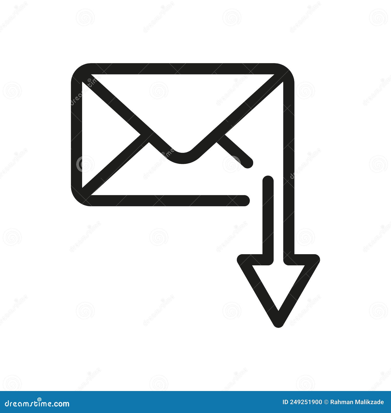 Message or E-mail Download Icon. Email Down Arrow Vector Illustration ...