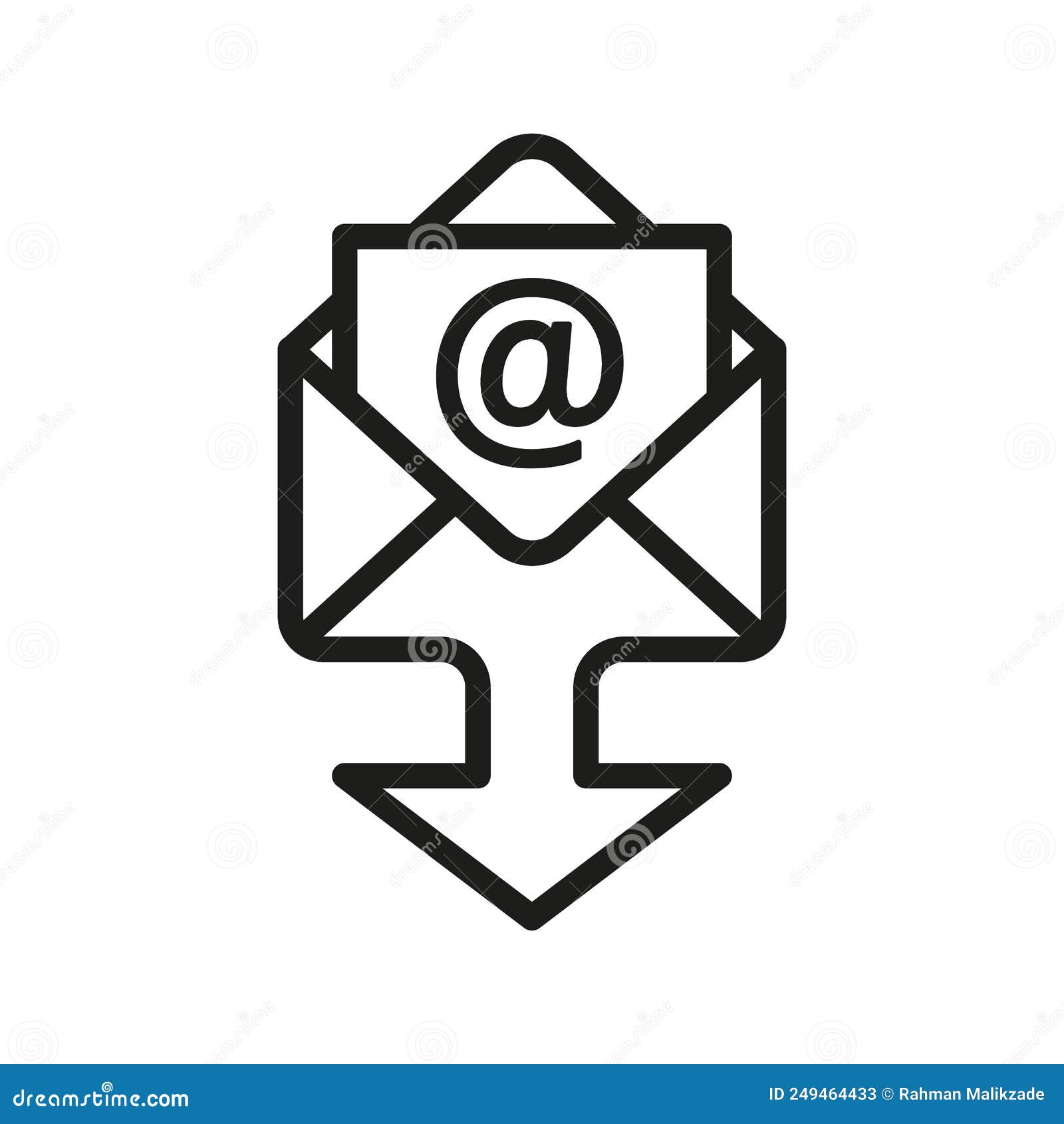 Message or E-mail Download Icon. Email Down Arrow Vector Illustration ...
