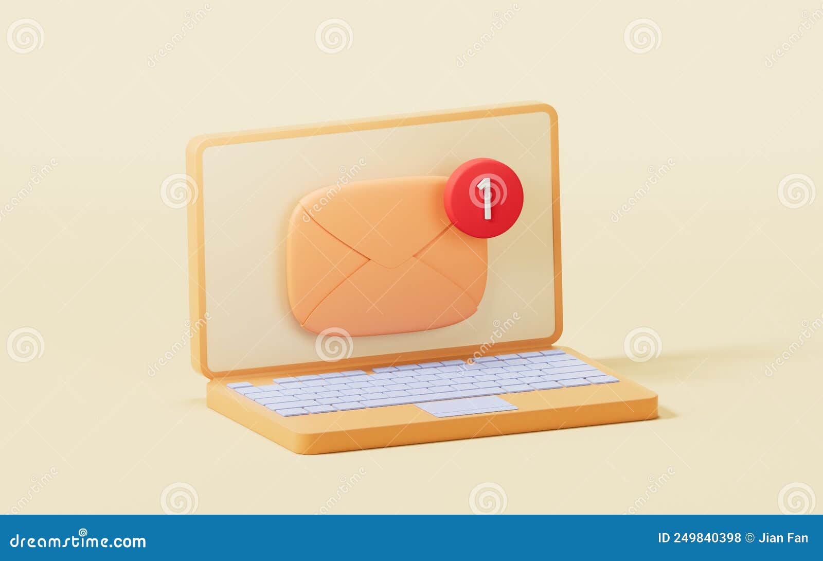 Message Envelope with Cartoon Style, 3d Rendering Stock Illustration ...