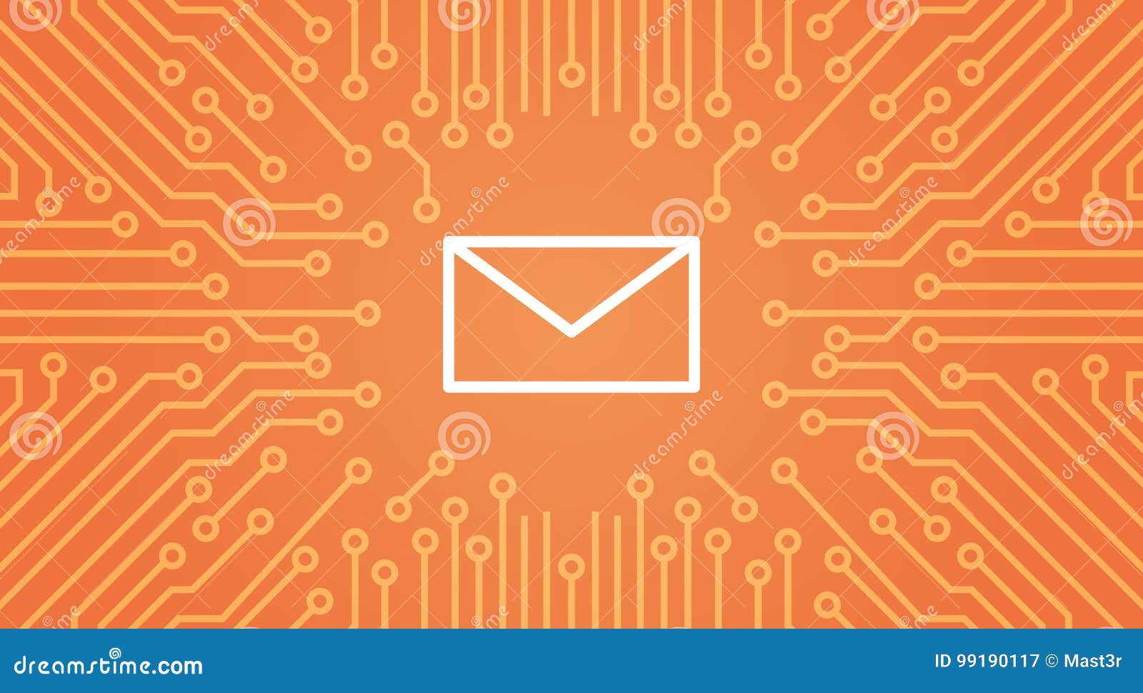 Message Envelope Icon Over Computer Chip Moterboard Background Banner ...