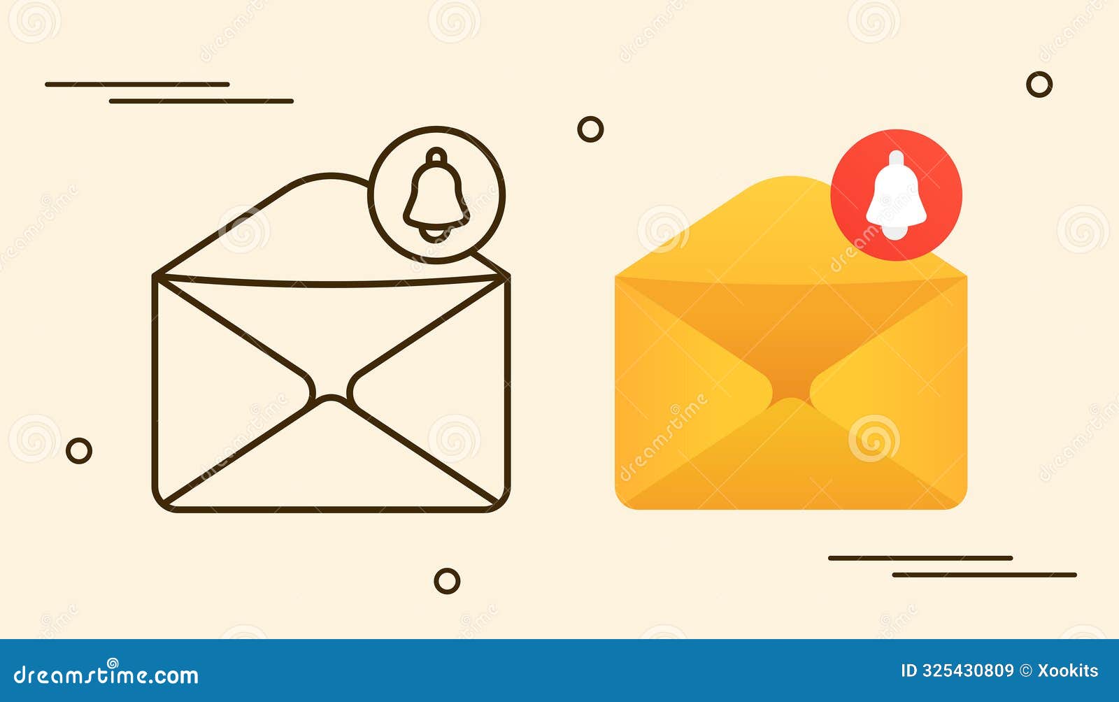 Message Envelope with Notification Bell Outline and Field Illustration ...