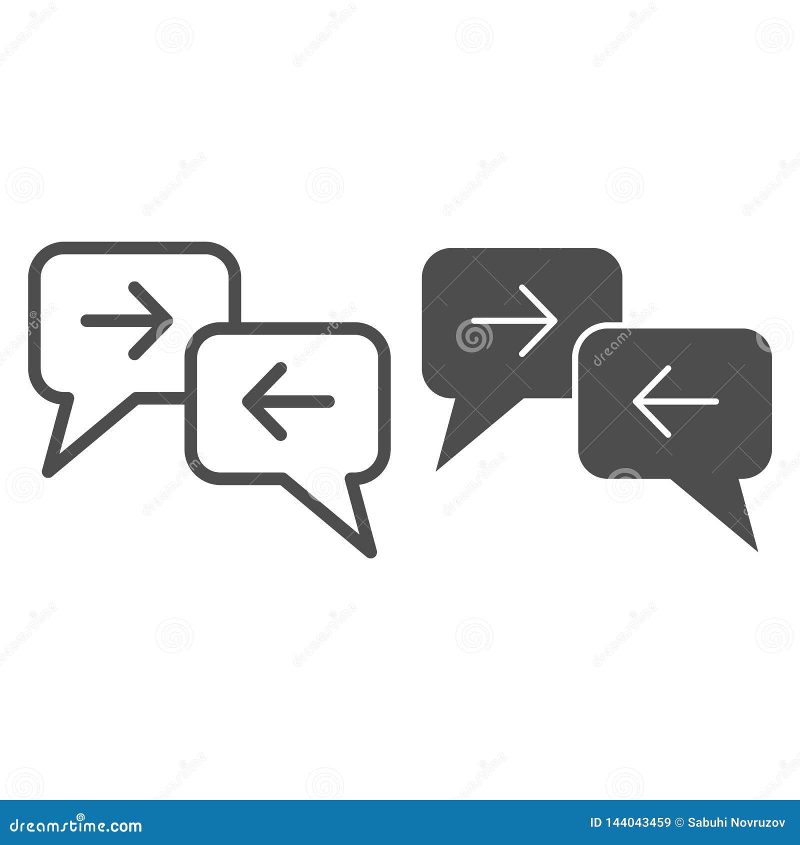 Message Exchange Line and Glyph Icon. Dialog Vector Illustration ...