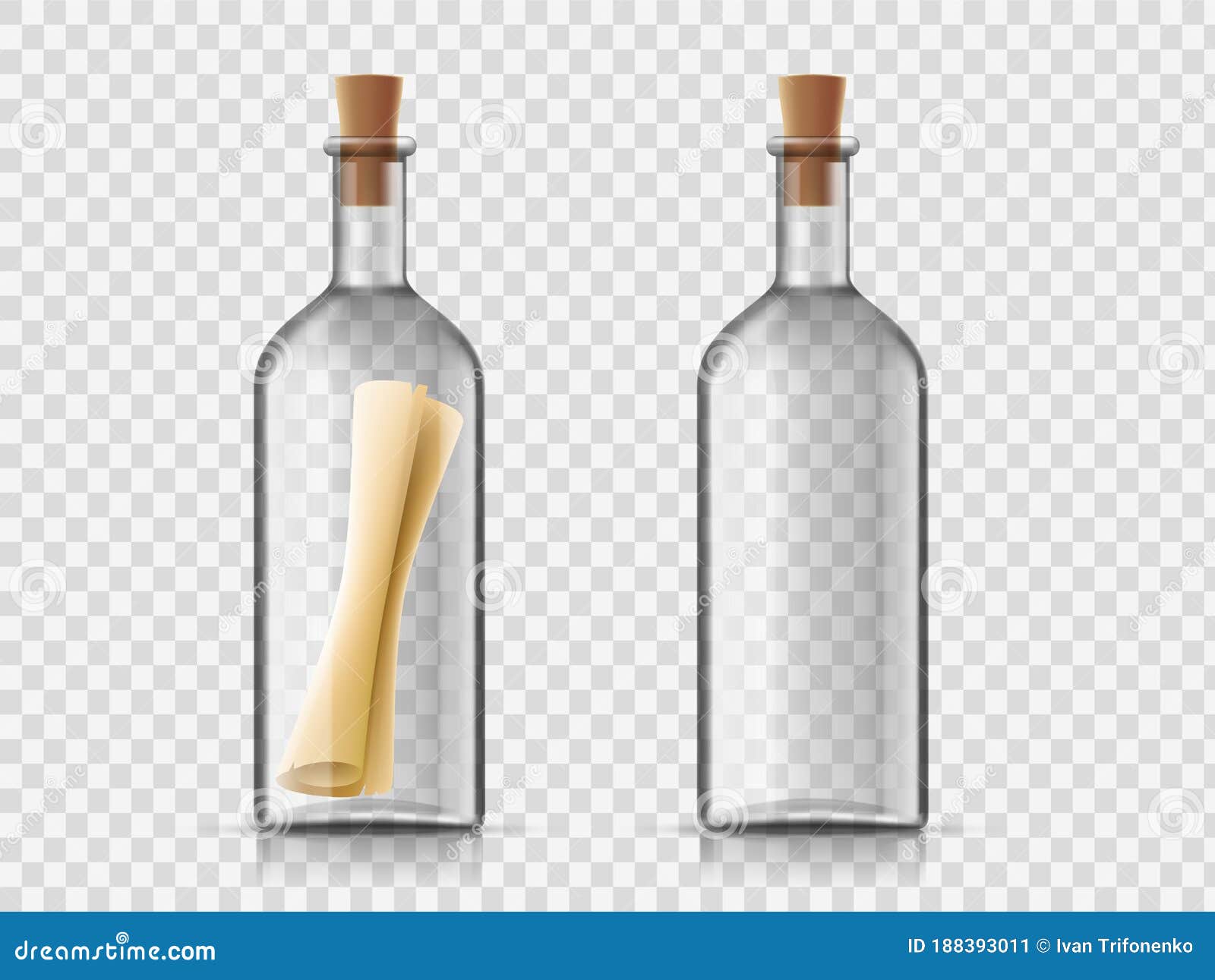 Message in a Glass Bottle. Isolated on a Transparent Background Stock ...