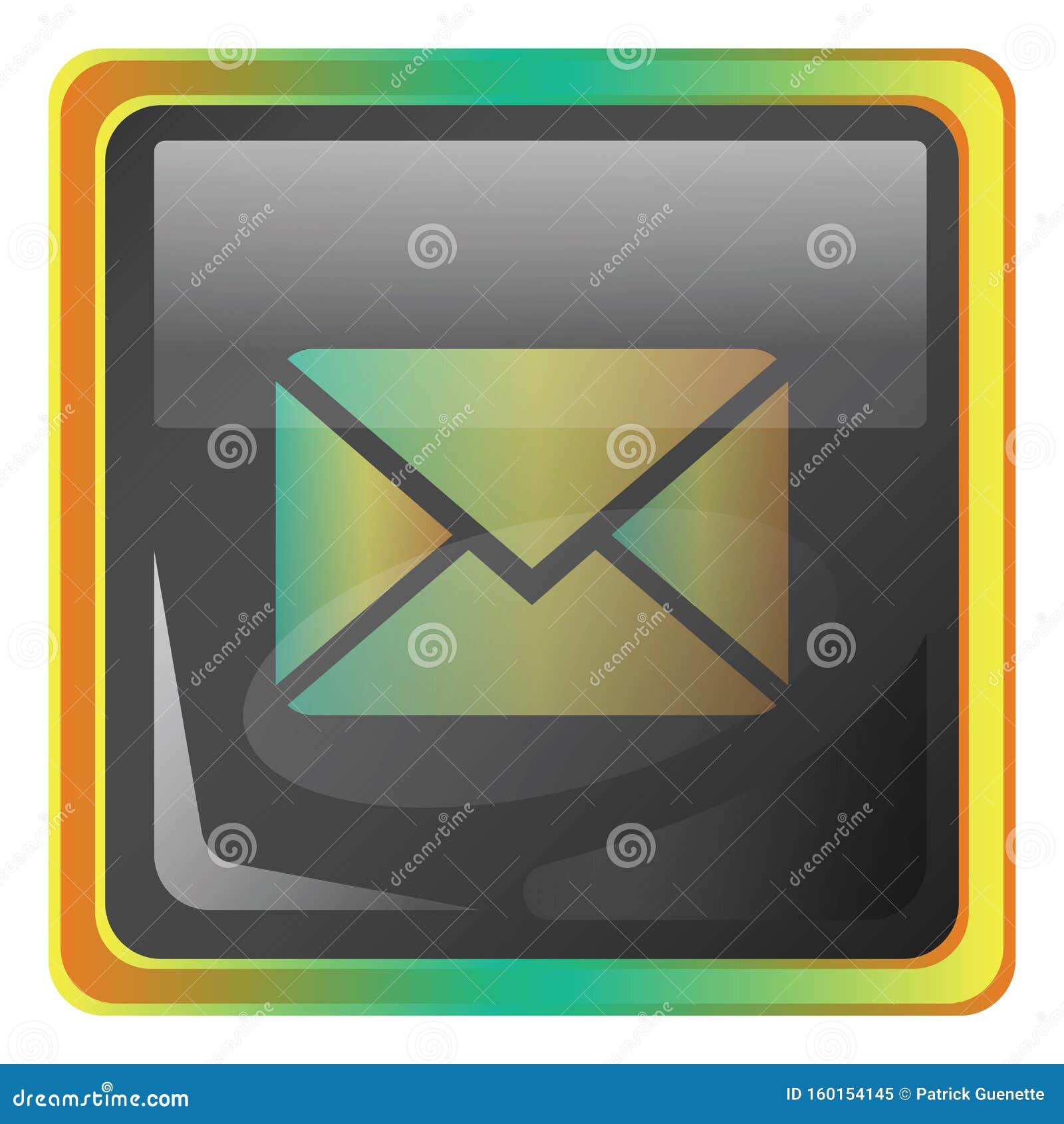Message Grey Square Vector Icon Illustration with Yellow and Green ...