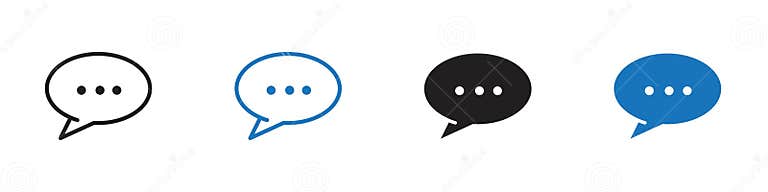 Message Icon Linear Graphics Set Vector in Black Stock Illustration - Illustration of design ...