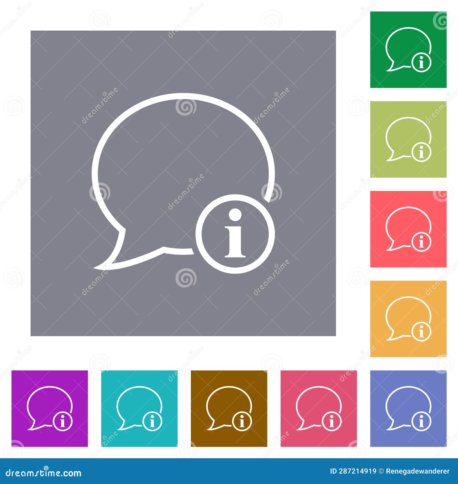 Message Info Outline Square Flat Icons Stock Vector - Illustration of ...