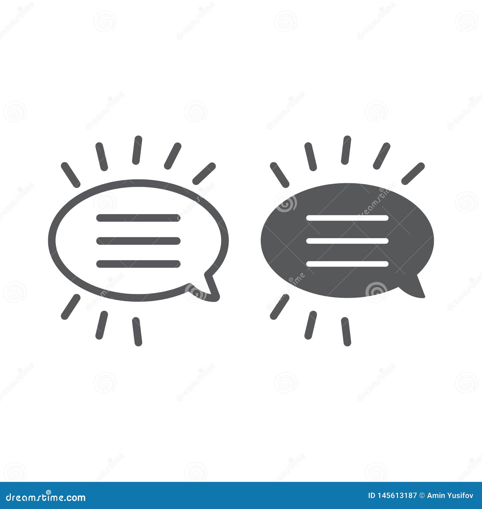 Message Line and Glyph Icon, Chat and Dialog, Bubble Speech Sign ...