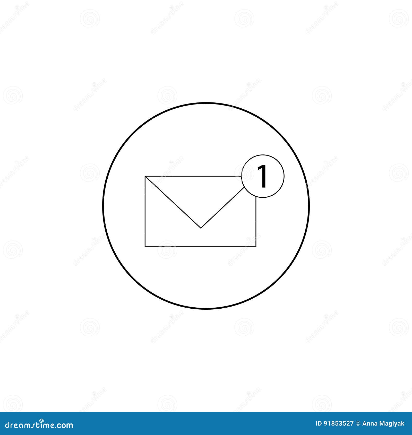 Message Line Icon, Mail Outline Flat Icon Stock Illustration ...