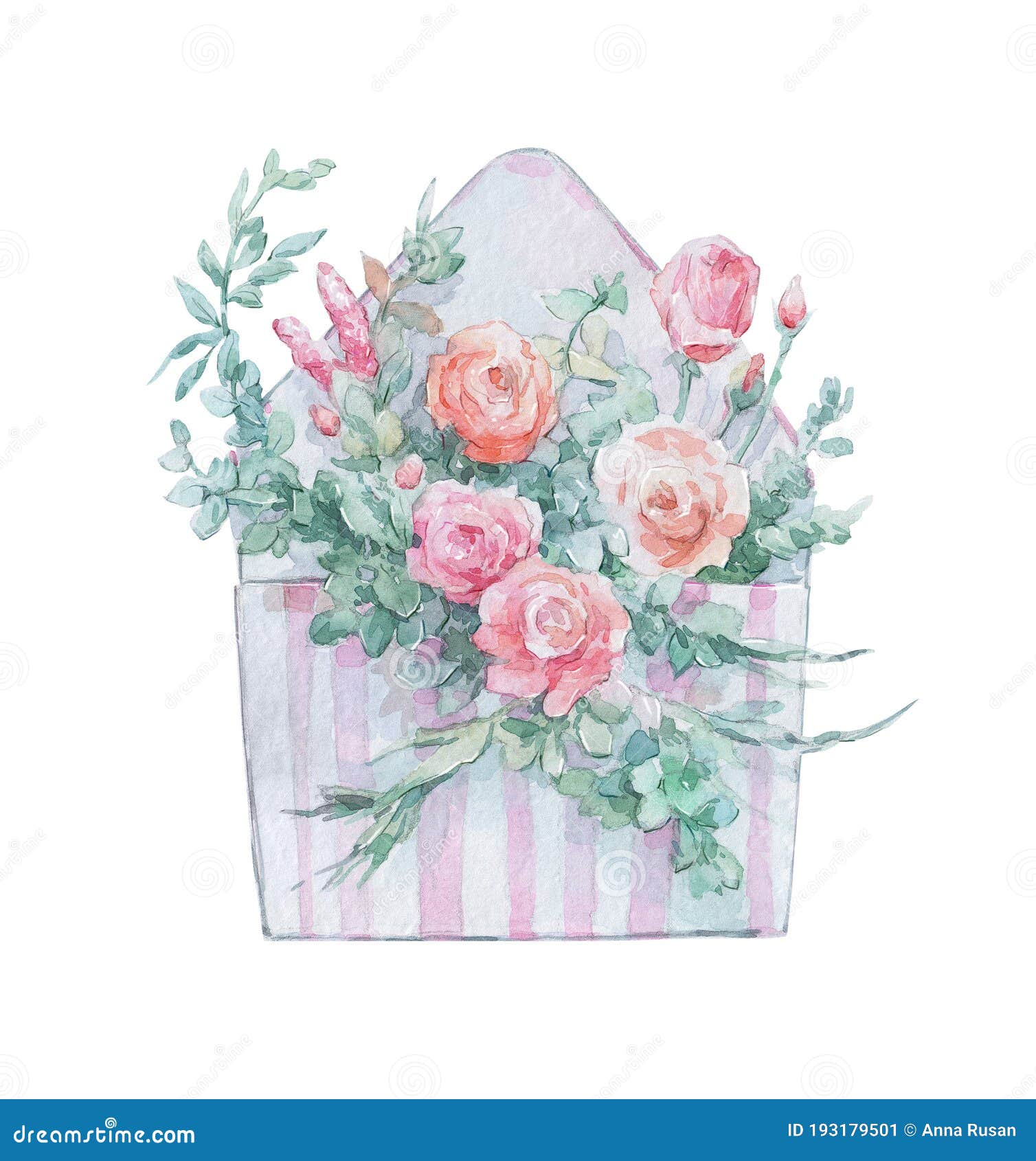 Message Mail Decorated with Flowers Stock Illustration - Illustration ...