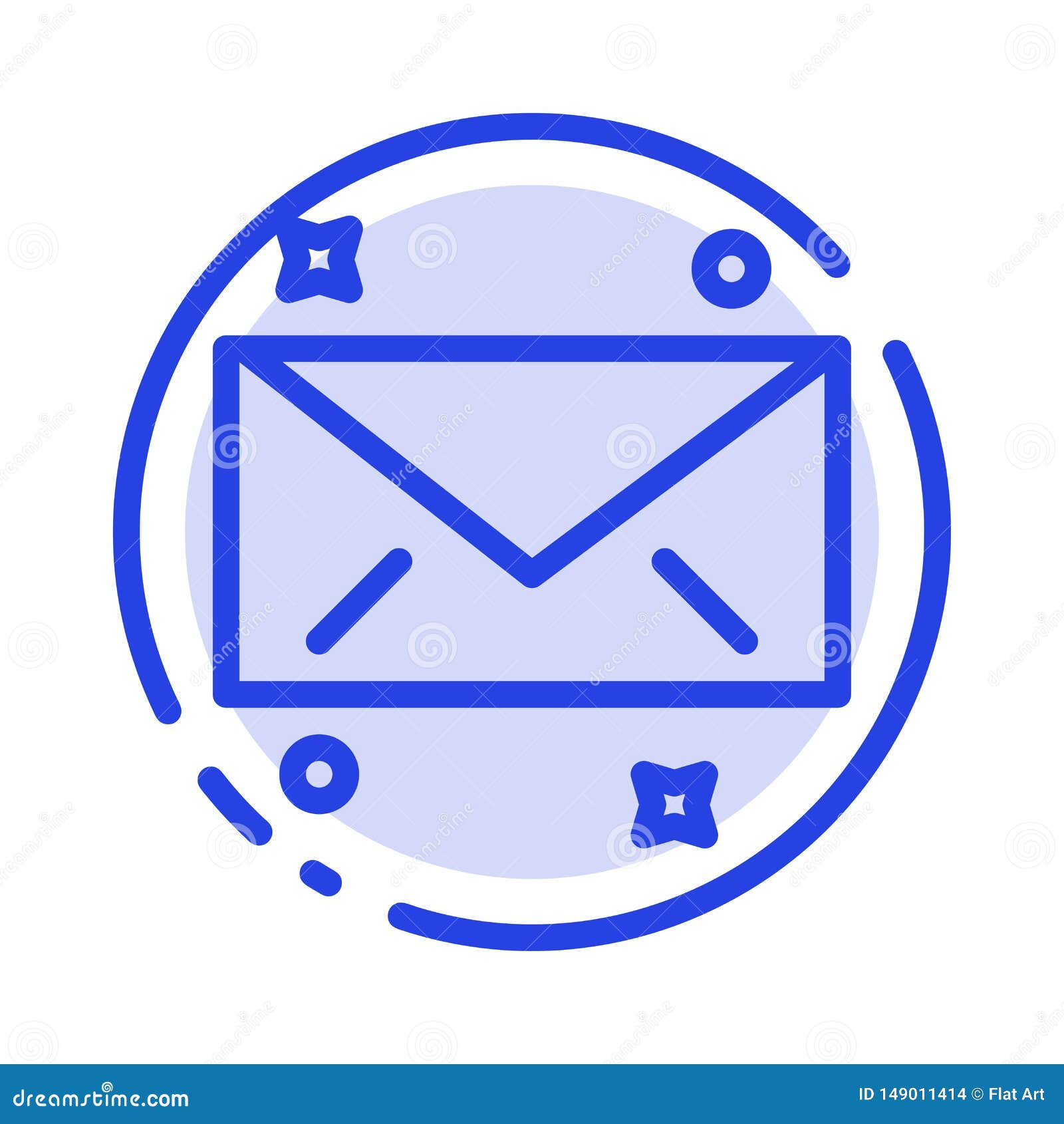Message, Mail, Email Blue Dotted Line Line Icon Stock Vector ...