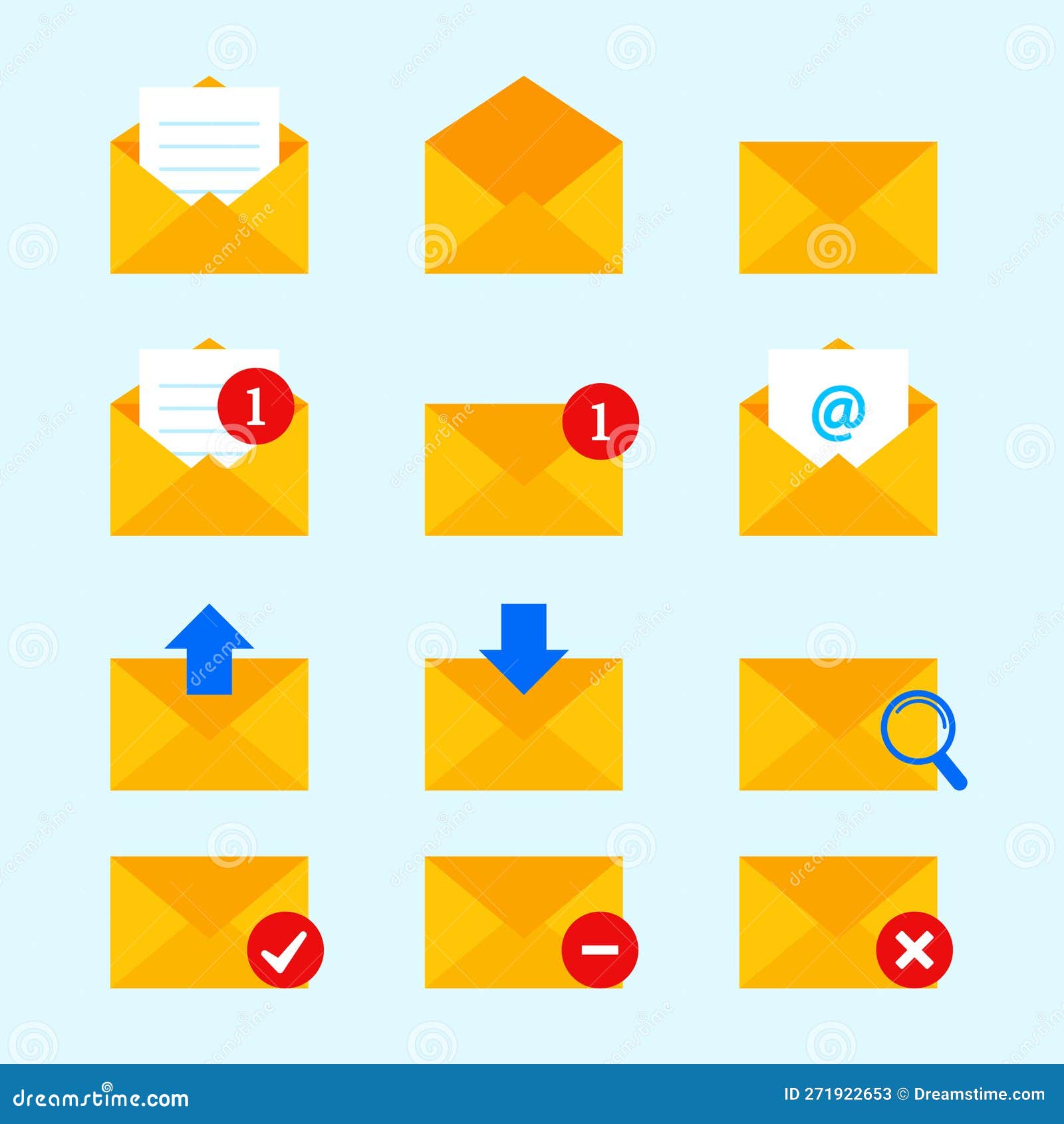 Message Notification Icon Set in Animated Vector Illustration Stock ...