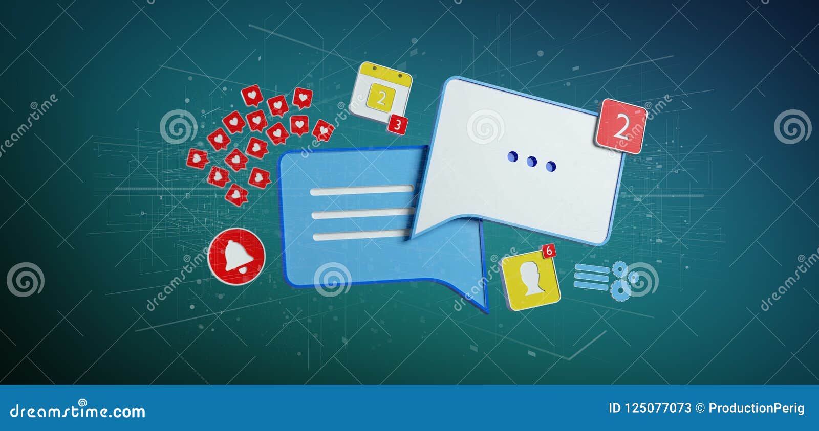 Message and Notifications of Social Media 3d Rendering Stock ...
