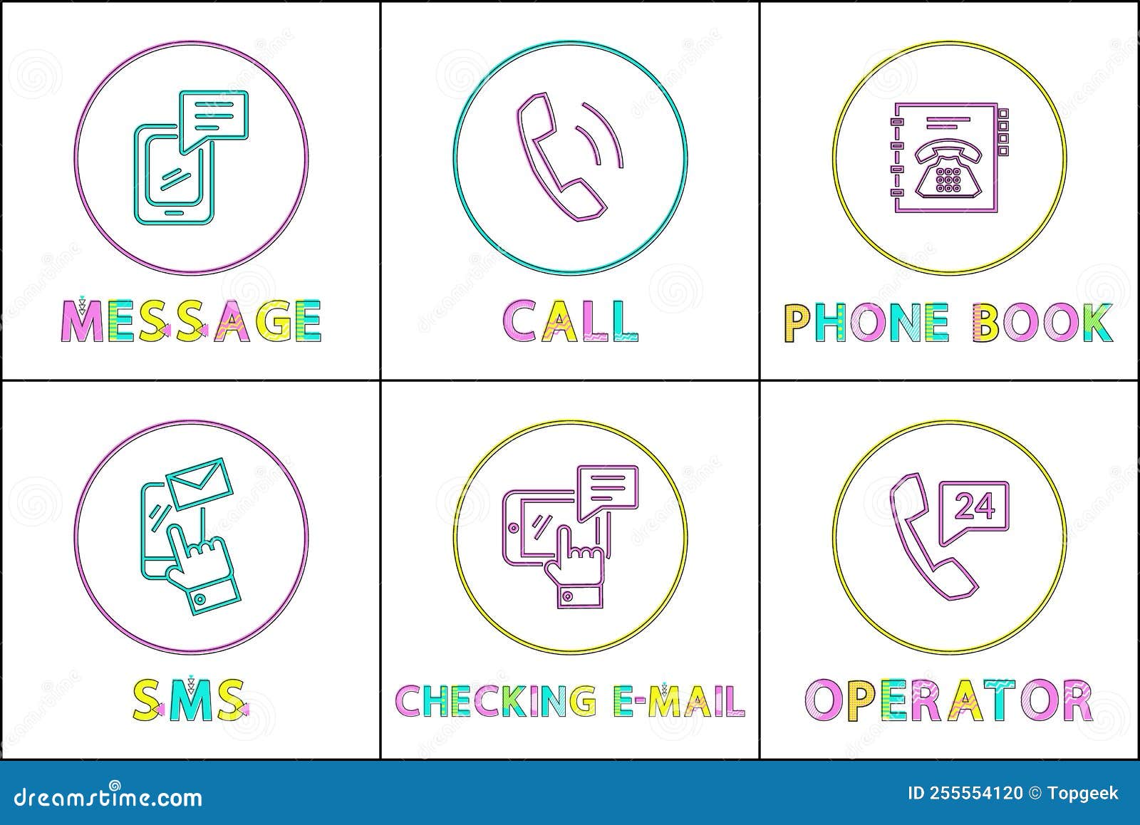 Message and Phone Book Set Vector Illustration Stock Illustration ...