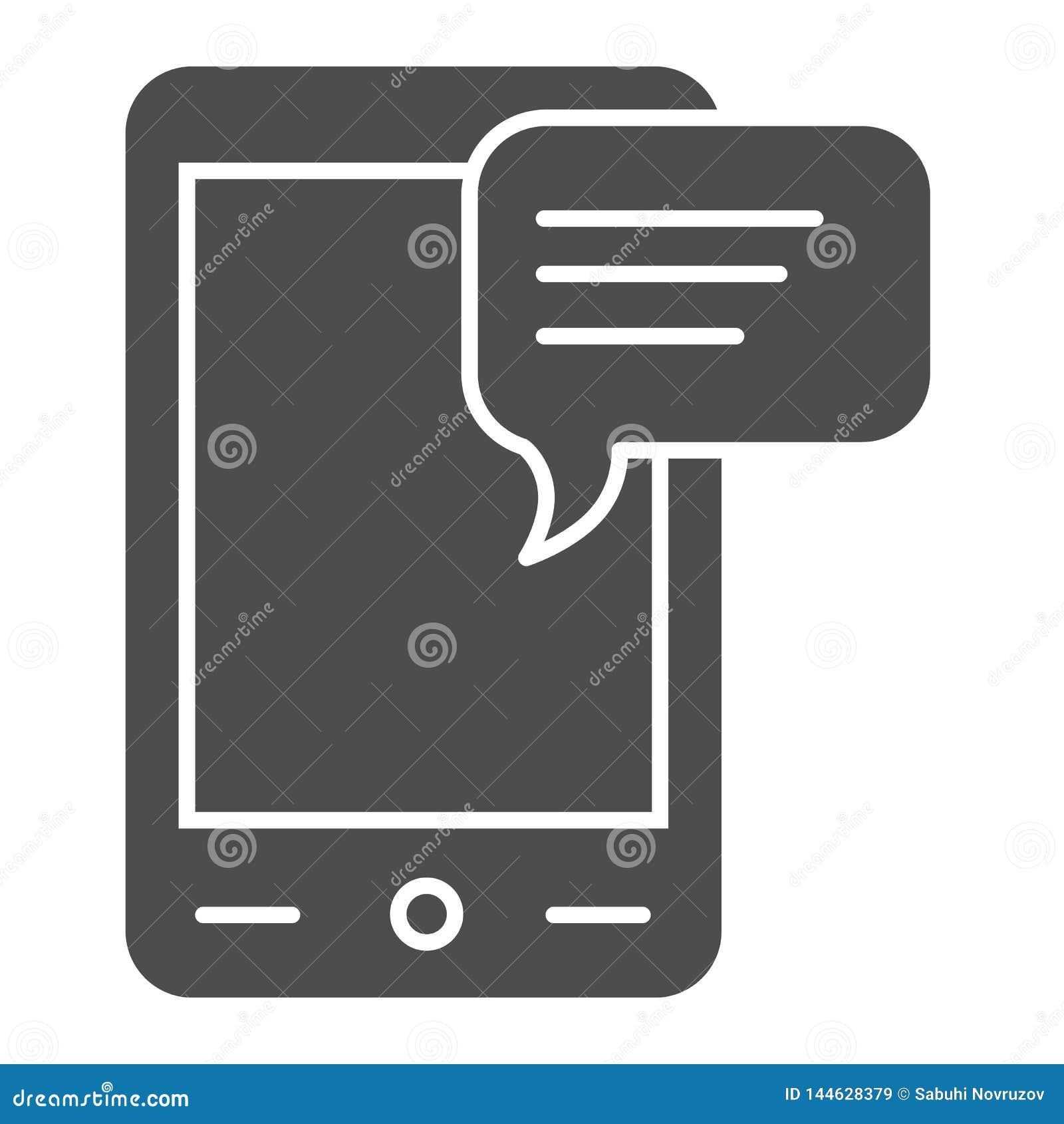 Message on Phone Solid Icon. Sms and Smartphone Vector Illustration ...