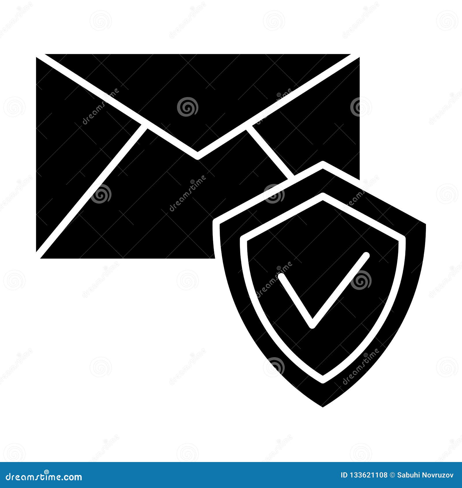 Message Protection Solid Icon. Envelope and Shield Vector Illustration ...