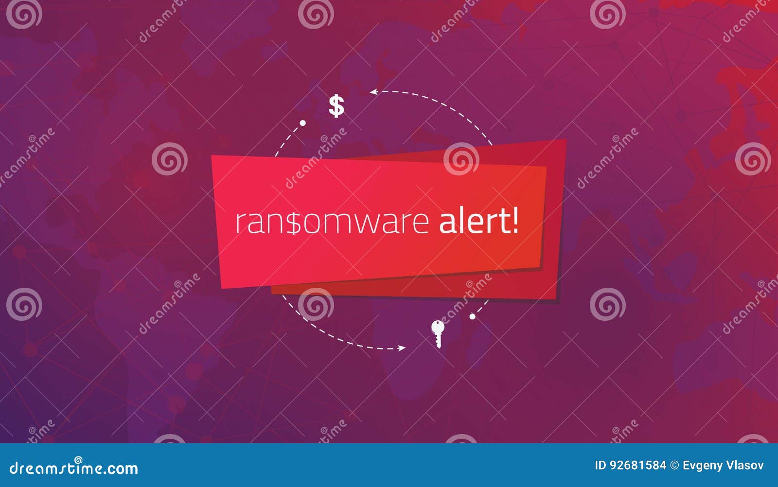 Message Ransomware Alert On The Background Of A World Map. Vector ...