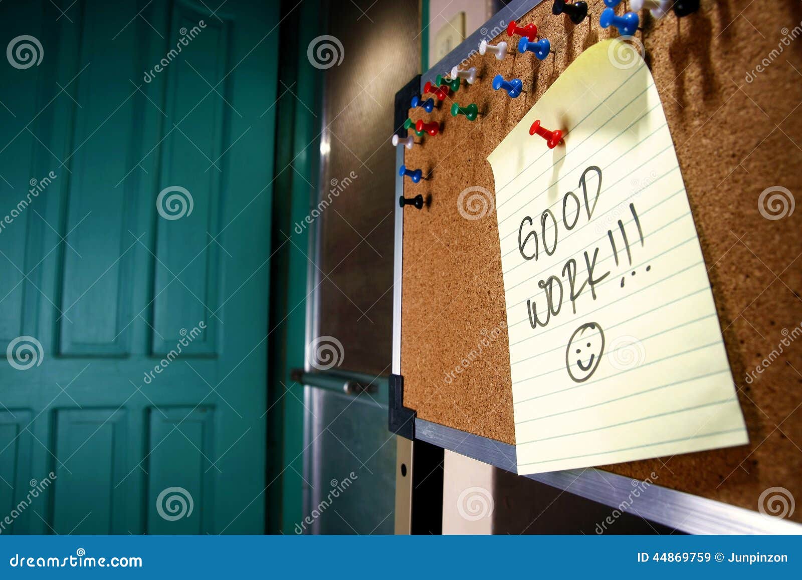 Message or Reminder Board with Good Work! Note Stock Image - Image of ...