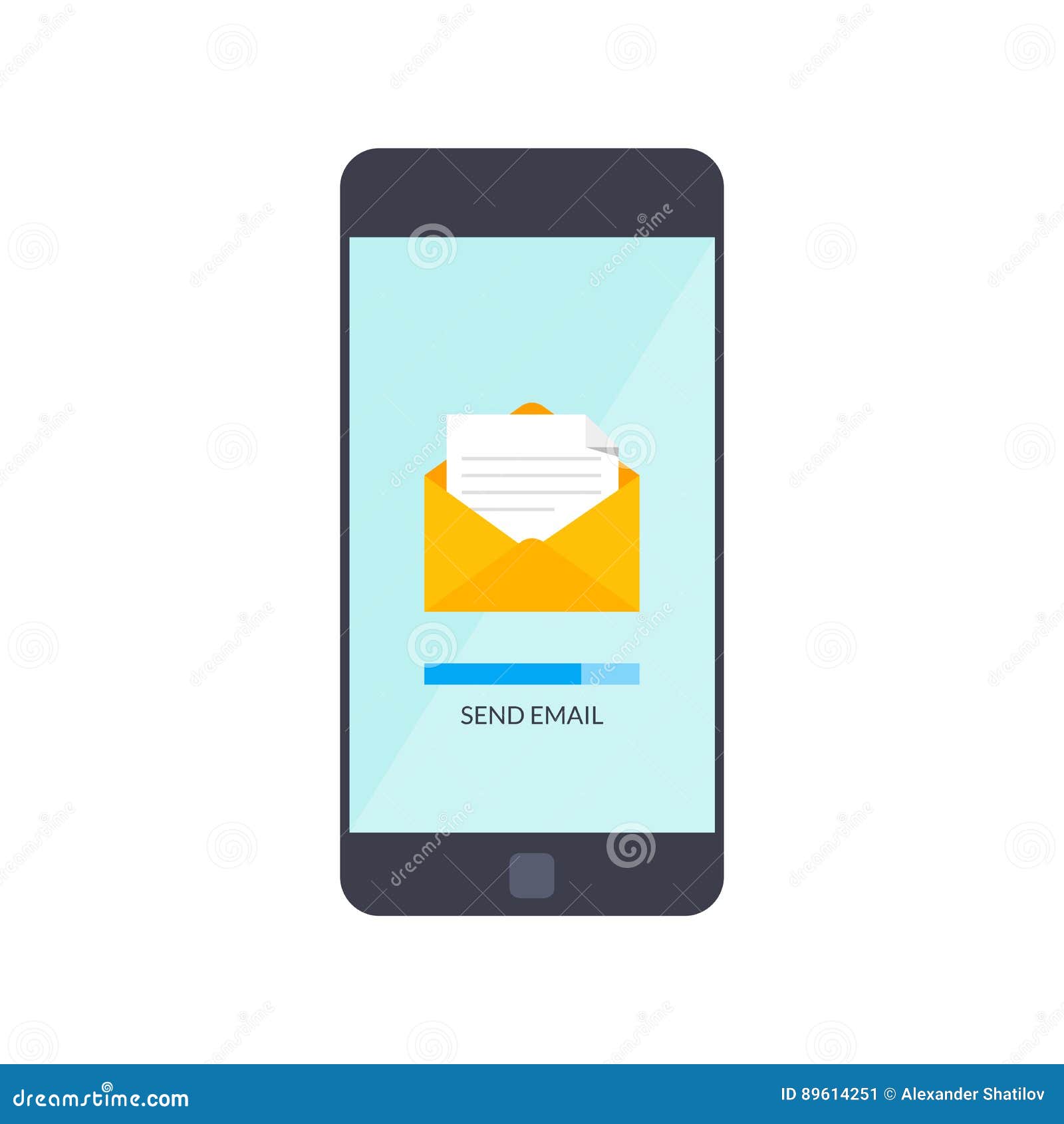 Message Send on Mobile Phone. Email Marketing. Vector Illustration in ...