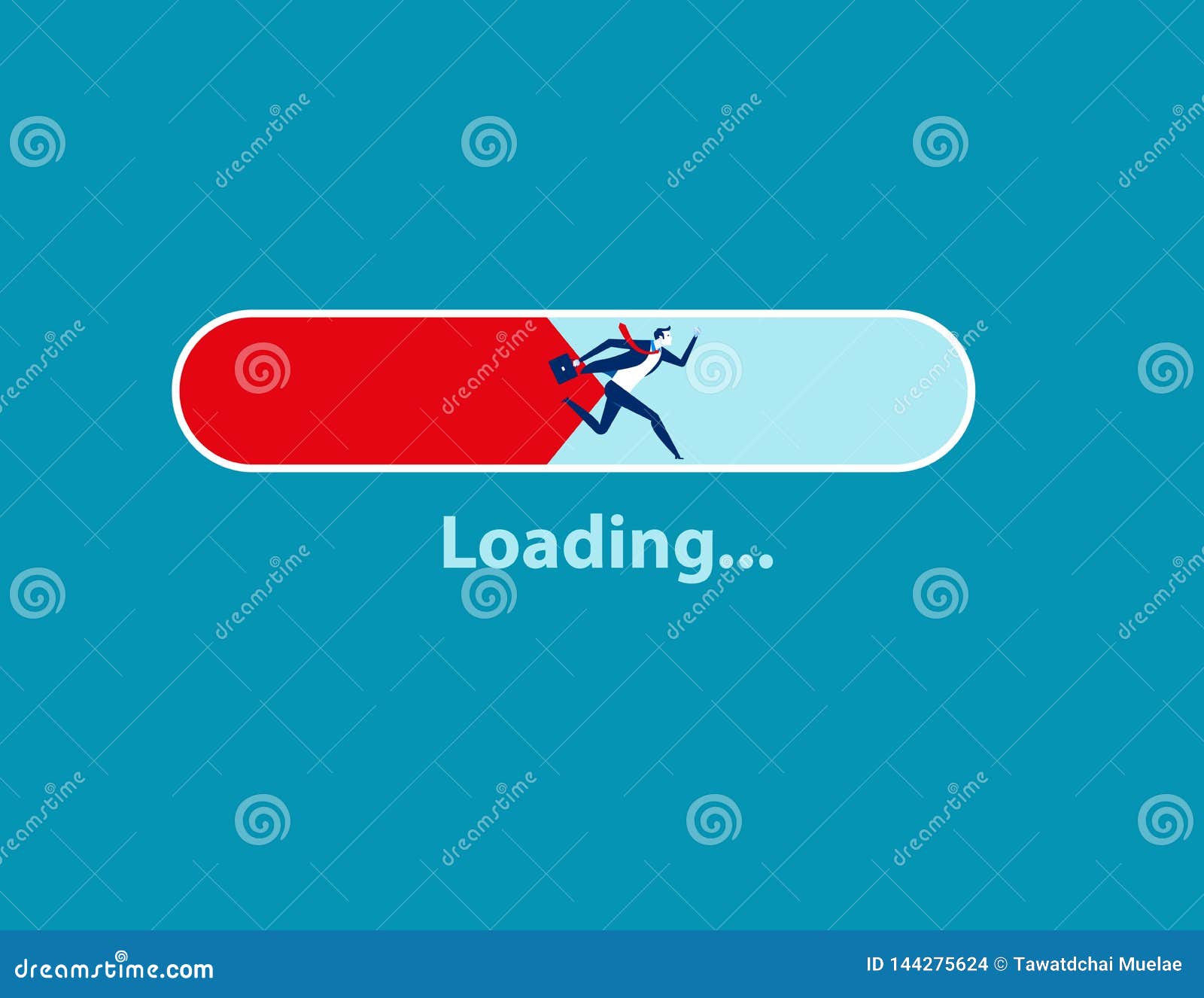Message Showing a Loading Bar and Man Running. Concept Business Vector ...