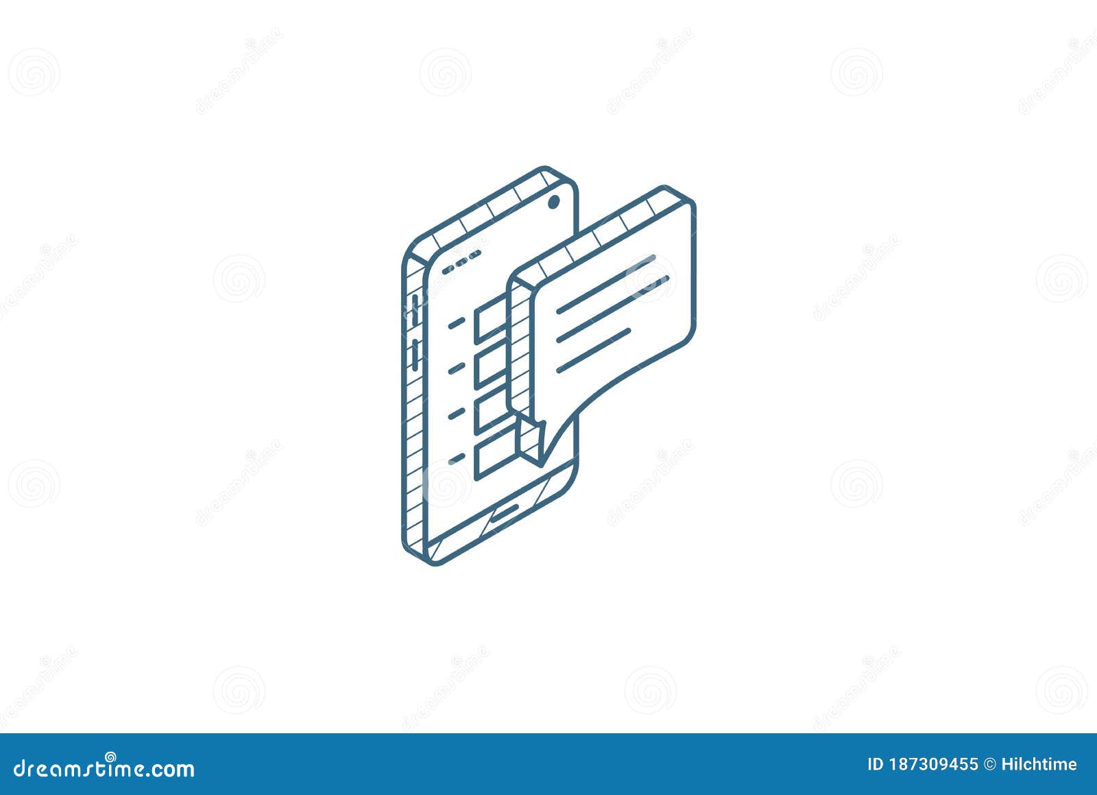 Message on Smartphone, Mobile Phone Isometric Icon. 3d Line Art ...