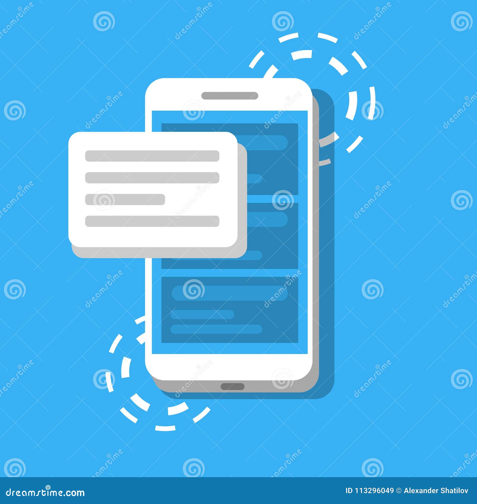 Message or SMS on the Background of Phone. Concept of Chatting or ...