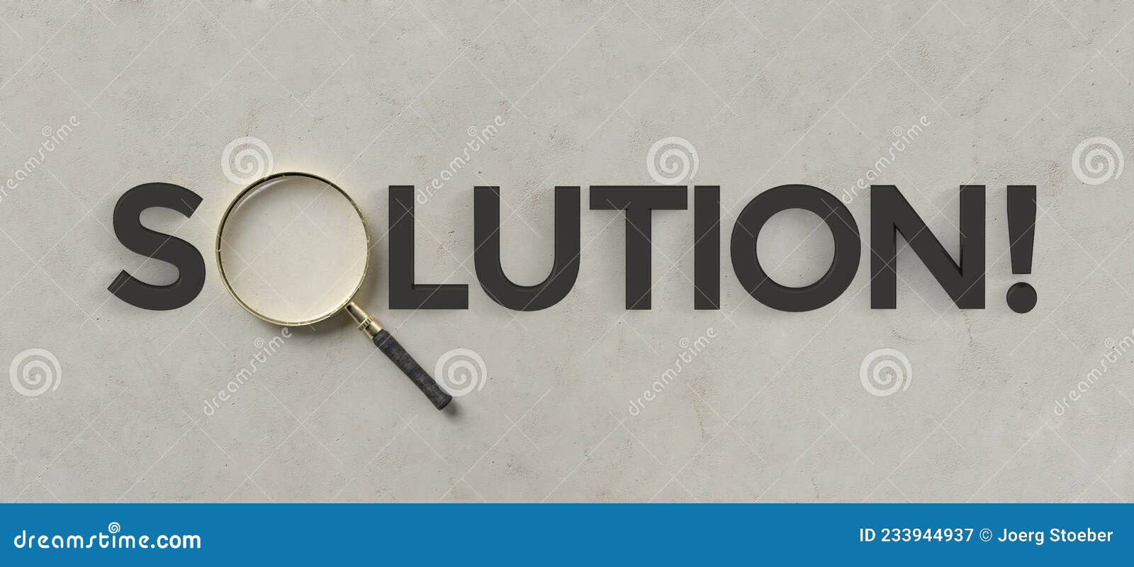 Message SOLUTION with a Magnifying Glass As an O - 3d Illustration ...