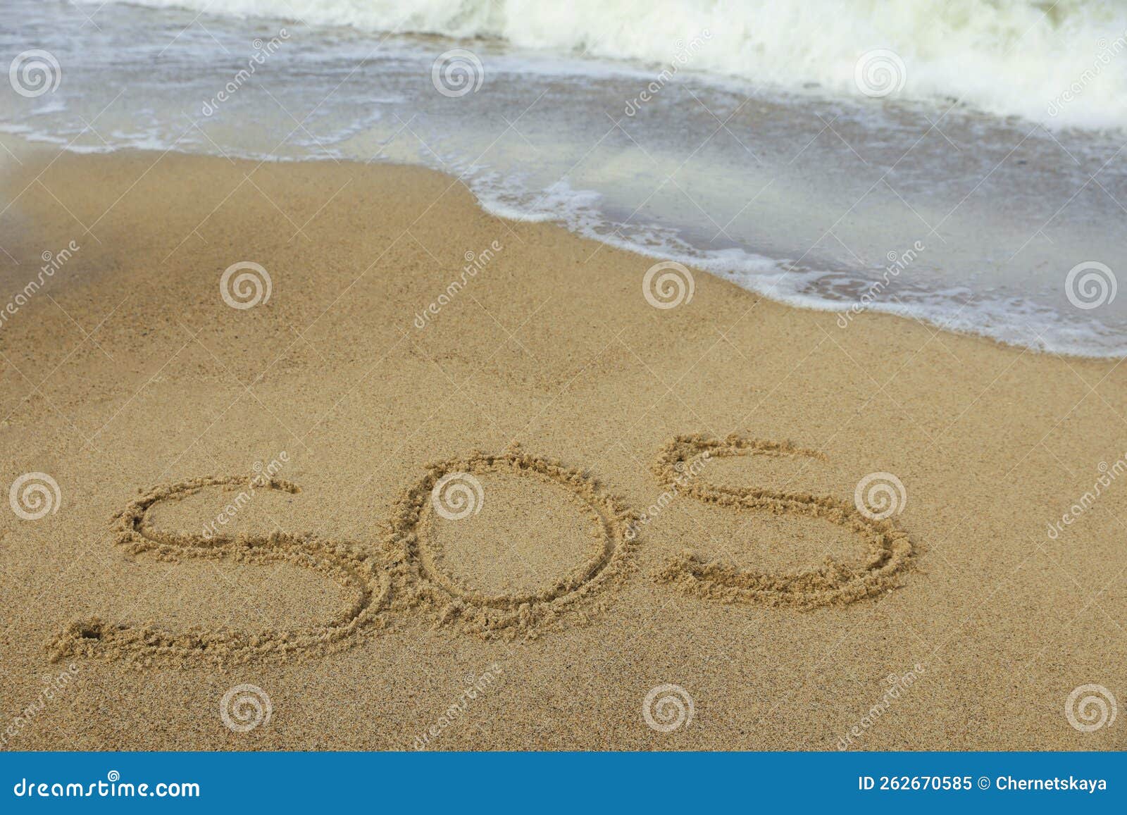 Message SOS Drawn on Sand Near Sea Stock Image - Image of dangerous ...