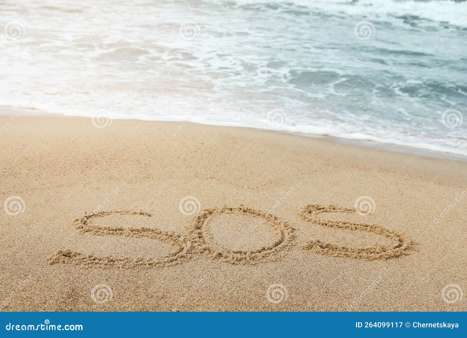 Message SOS Drawn on Sand Near Sea Stock Image - Image of assistance ...