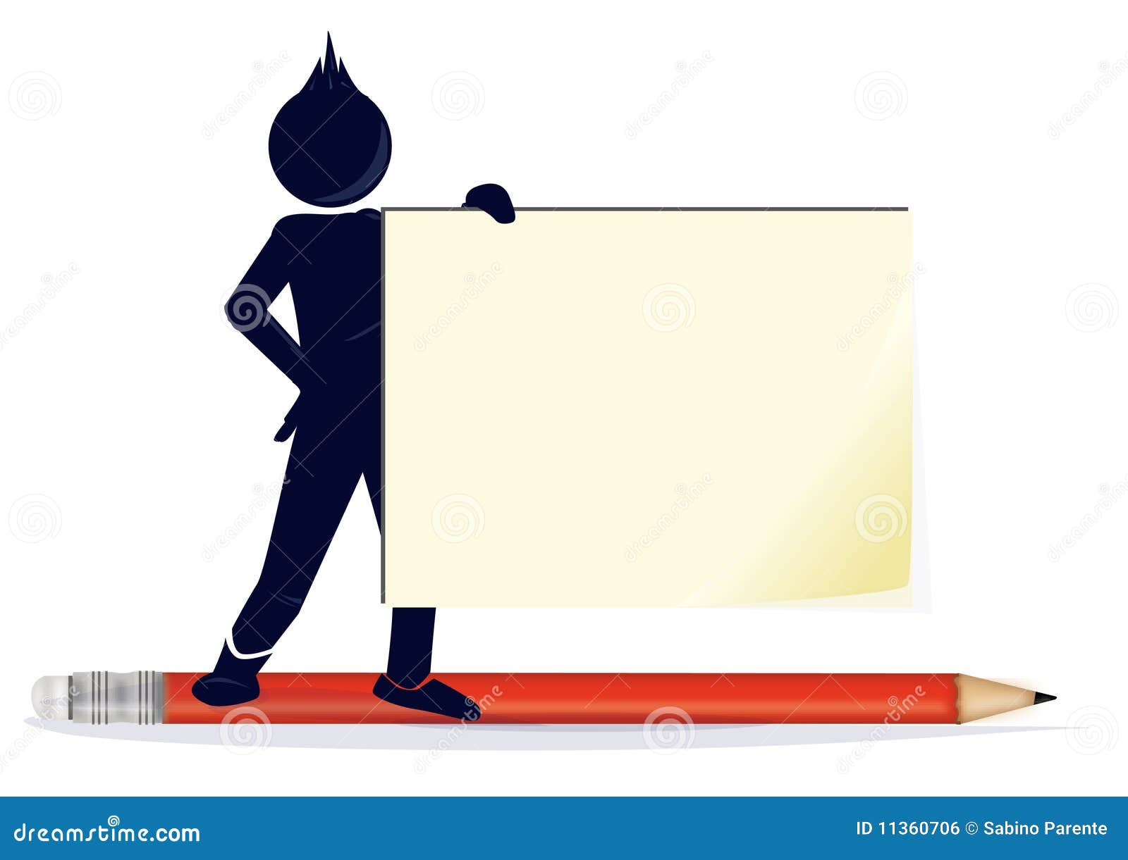 Message stick and a pencil stock illustration. Illustration of cartoon ...