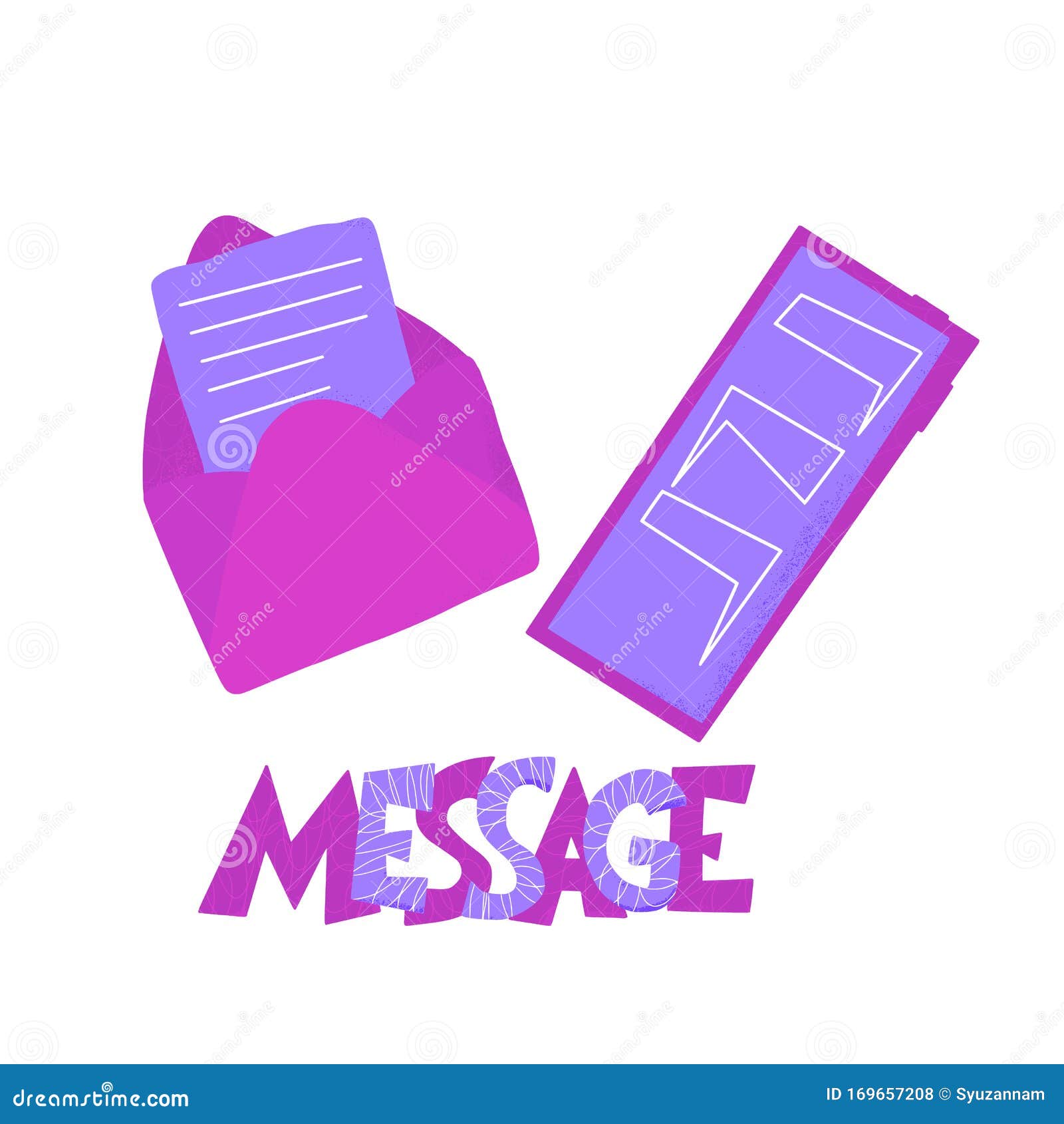 Message Text with Envelop and Phone Mail Stock Vector - Illustration of ...