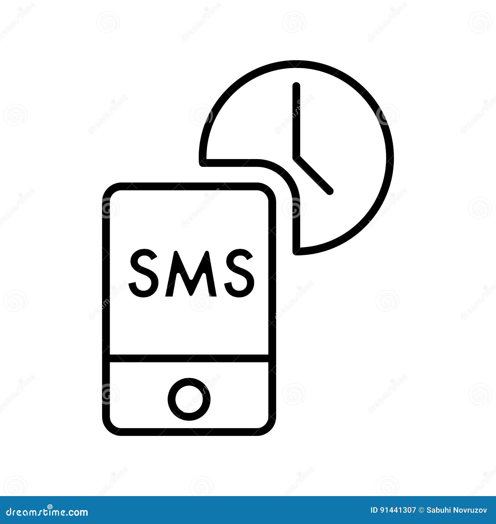 Message Time Vector Icon. Style is Line Symbol, Black Color Stock ...