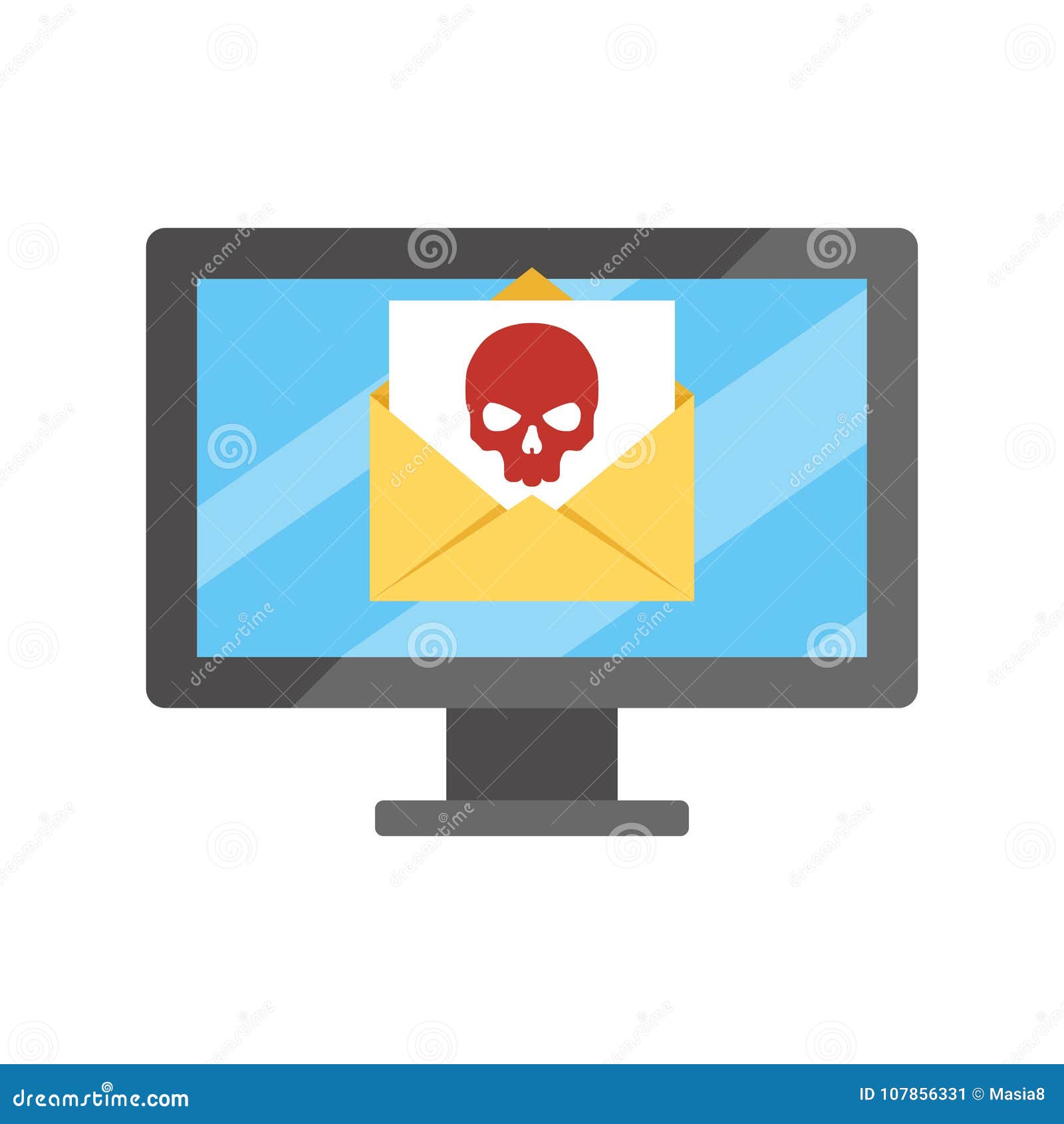 Message with virus or spam stock illustration. Illustration of malware ...