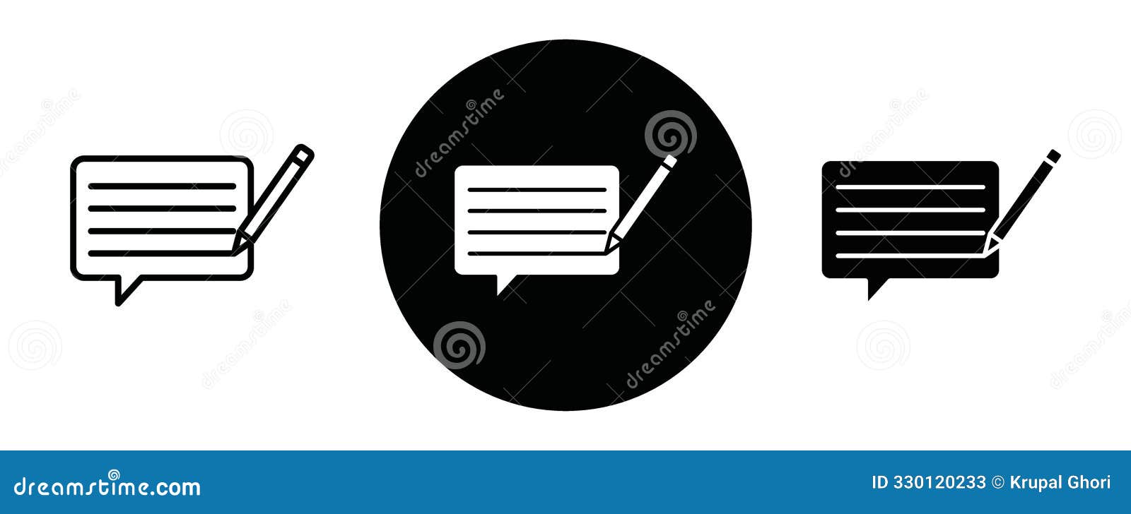 Message Writing Outline Icon Collection or Set. Message Writing Thin ...