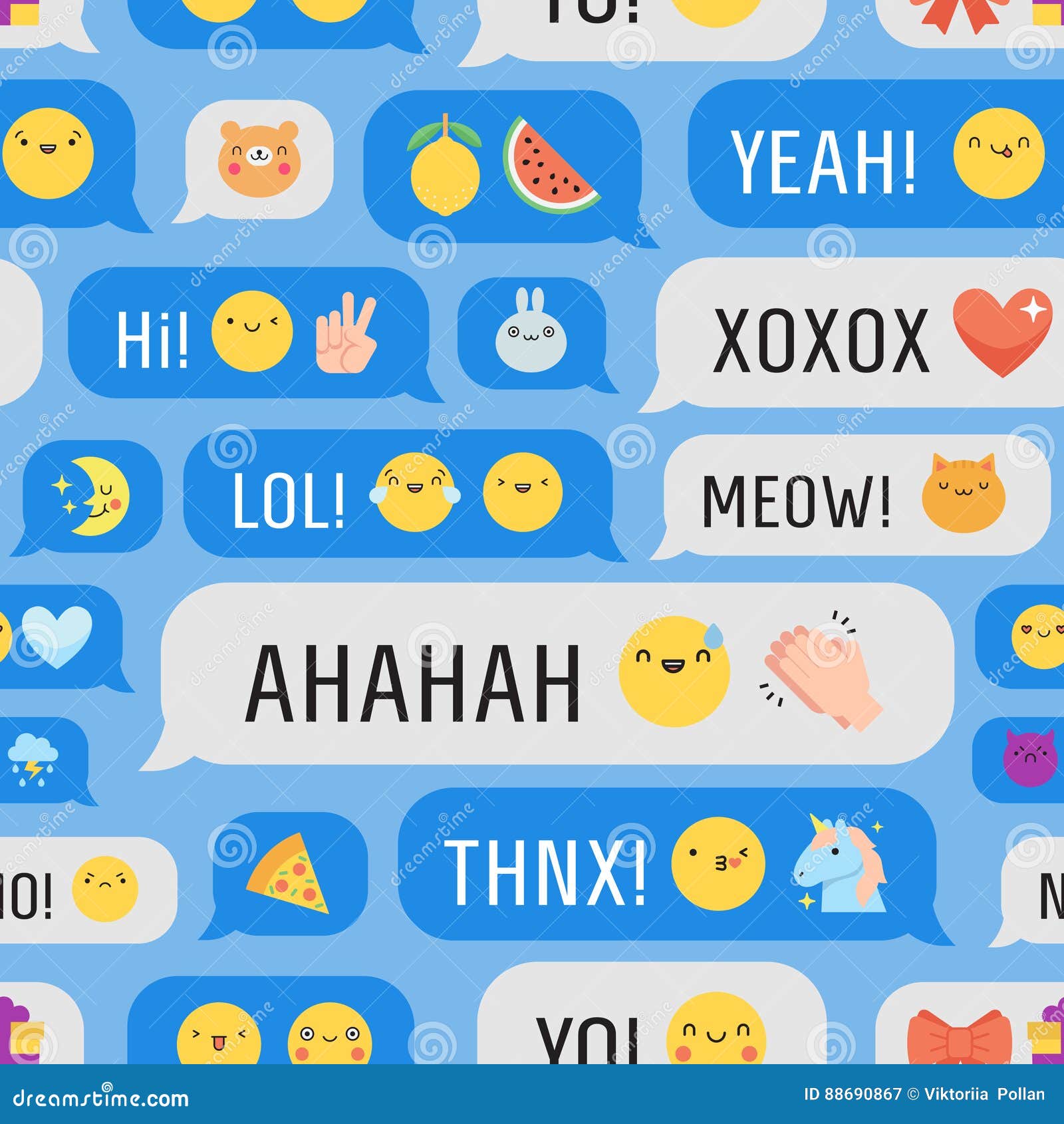Messages with Cute Emoji Seamless Vector Pattern. Stock Vector ... Messages with Cute Emoji Seamless Vector Pattern. Stock Vector ...