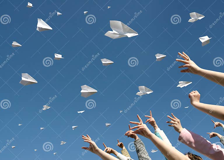 Messages Fly on Paper Airplanes Stock Photo - Image of plane, airplane ...