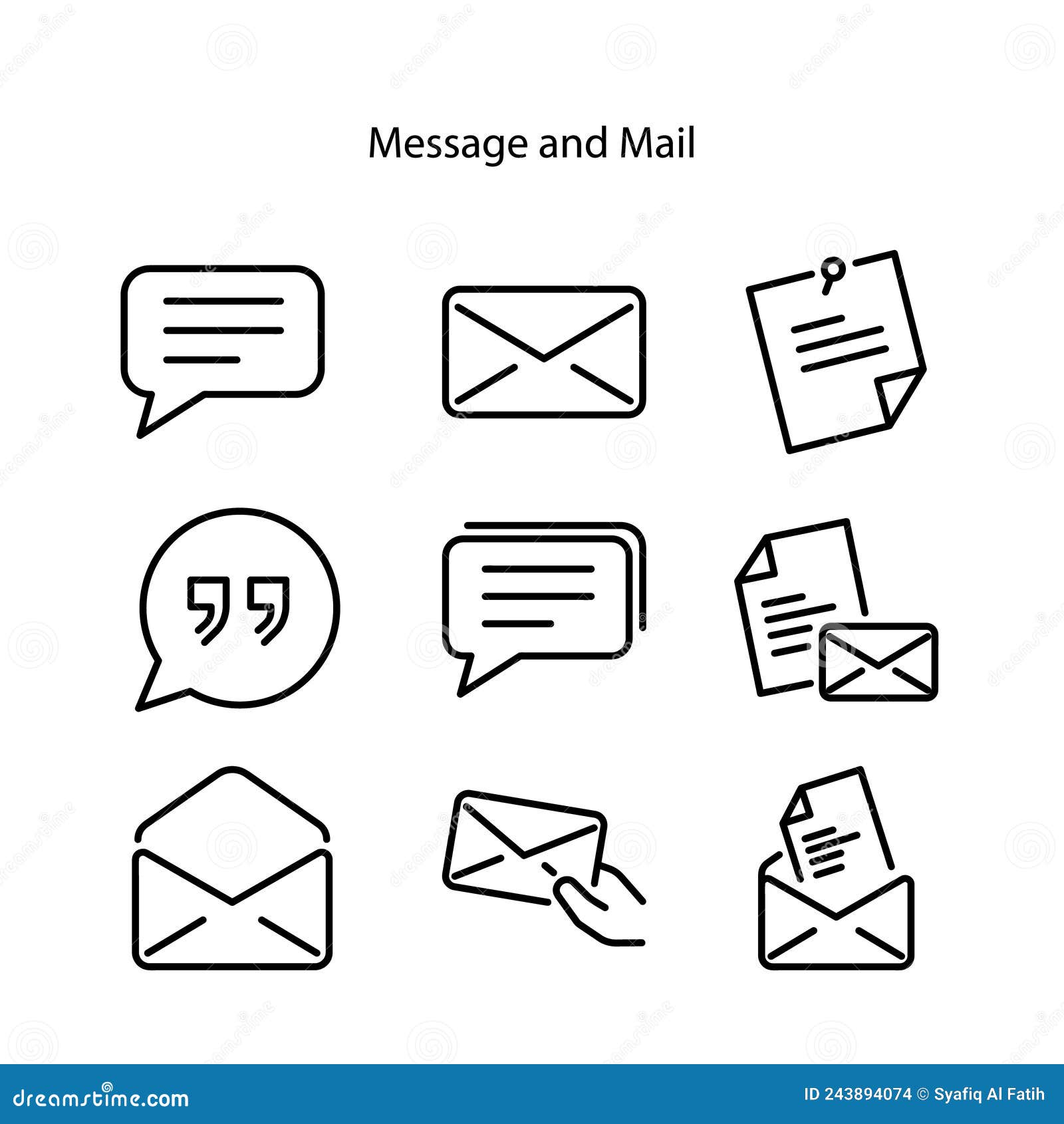 Messages Icon Thin Line Outline Linear Stock Vector - Illustration of ...