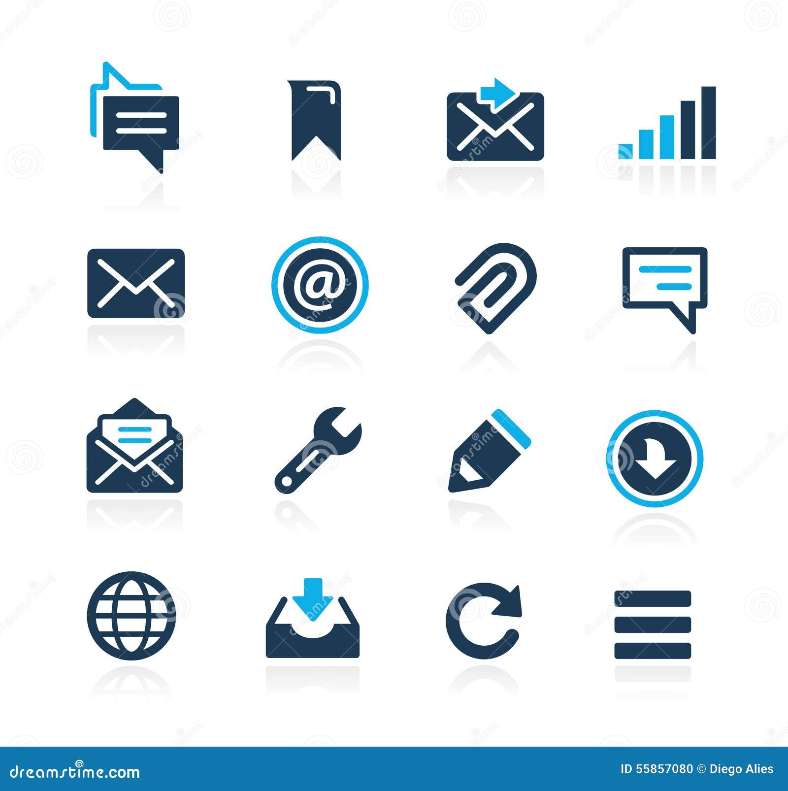 Messages Icons Azure Series Stock Vector - Illustration of phone ...