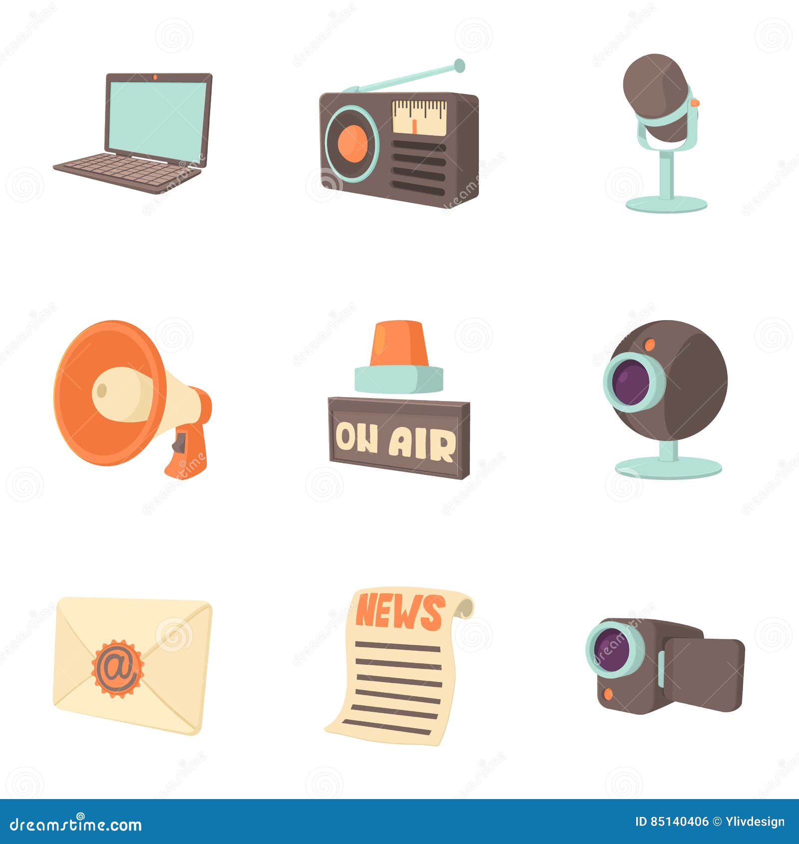 Messages Icons Set, Cartoon Style Stock Vector - Illustration of email ...