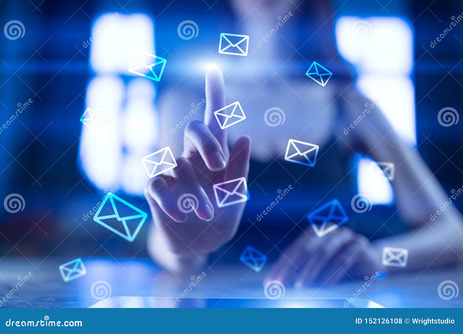 Messages Icons on Virtual Screen. Communication Concept. Stock Photo ...