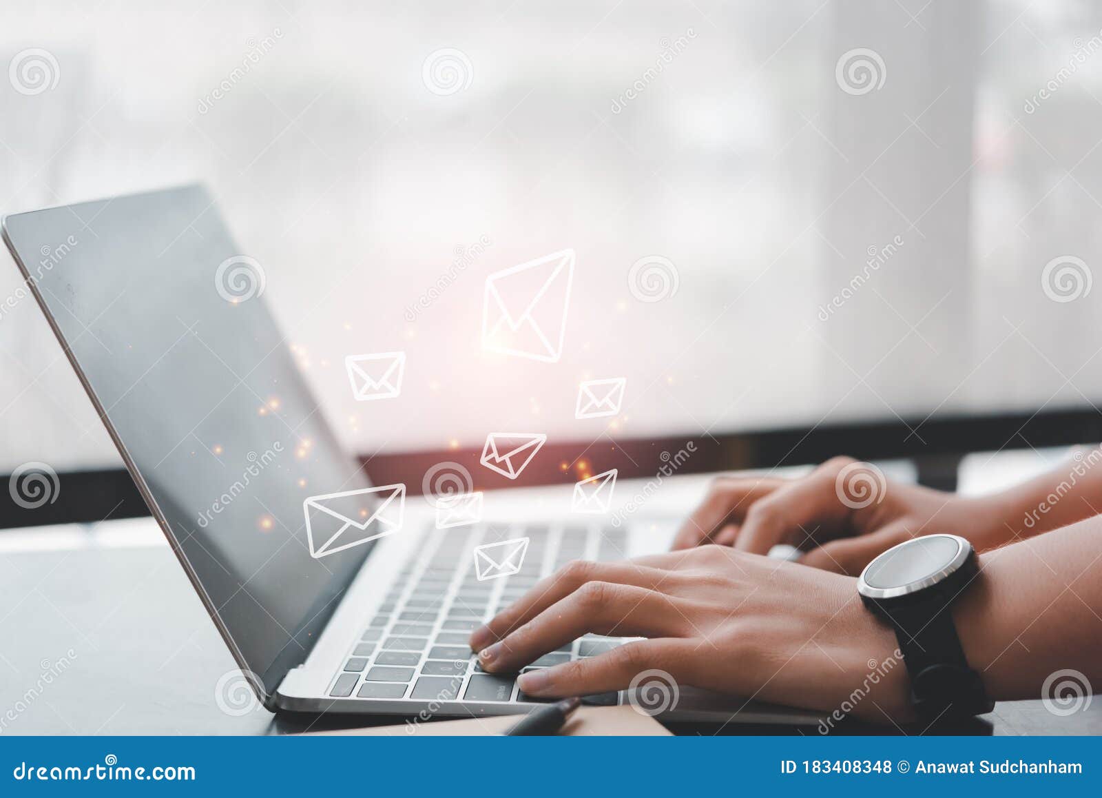 Messages Icons on Virtual Screen. Communication Concept Stock Photo ...