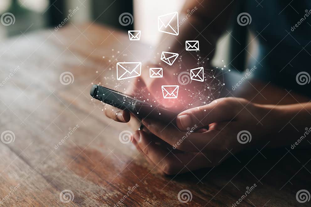 Messages Icons on Virtual Screen. Communication Concept Stock Image ...