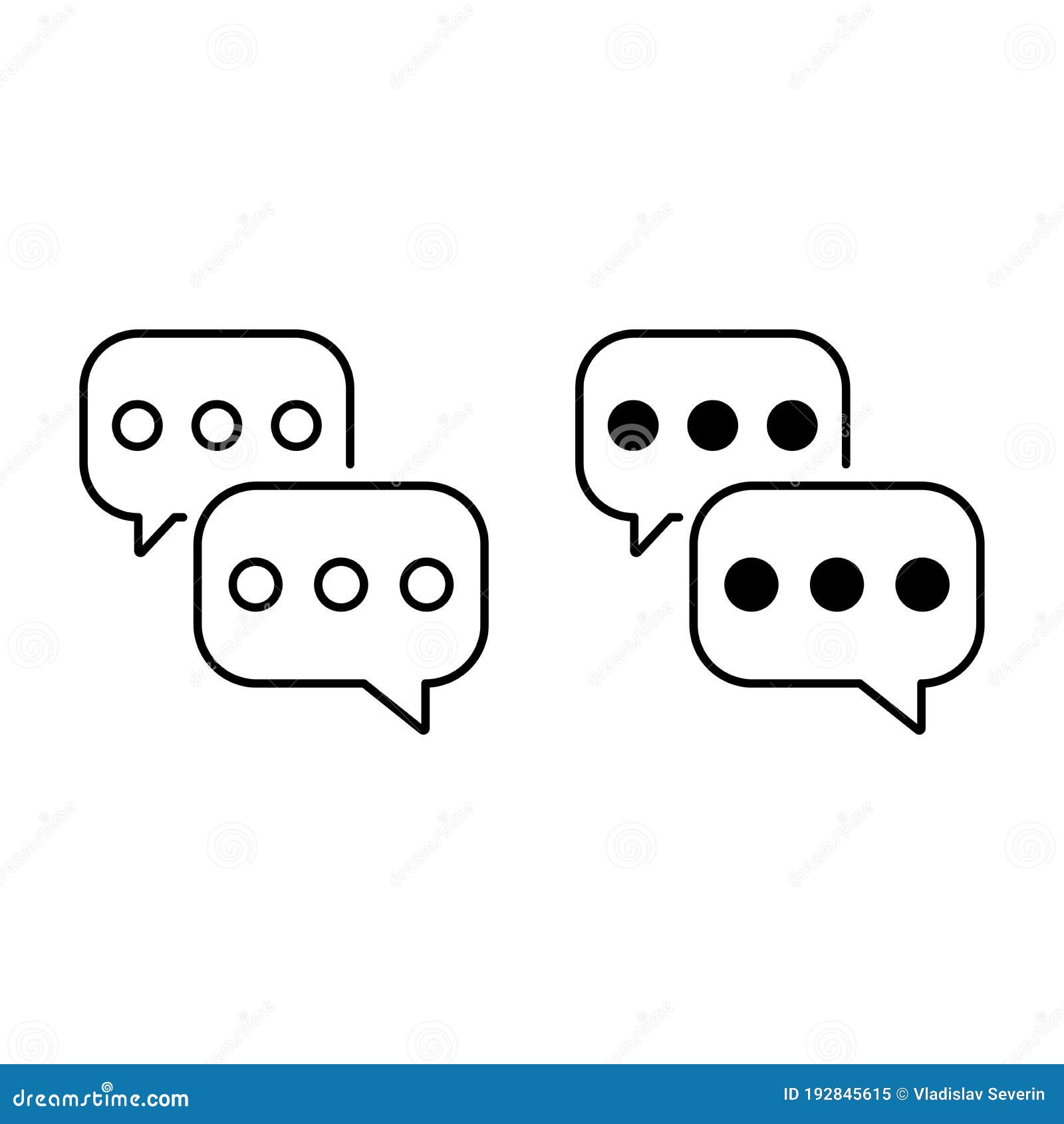 Messages, Speech Bubbles Outline and Glyph Icons Stock Vector ...