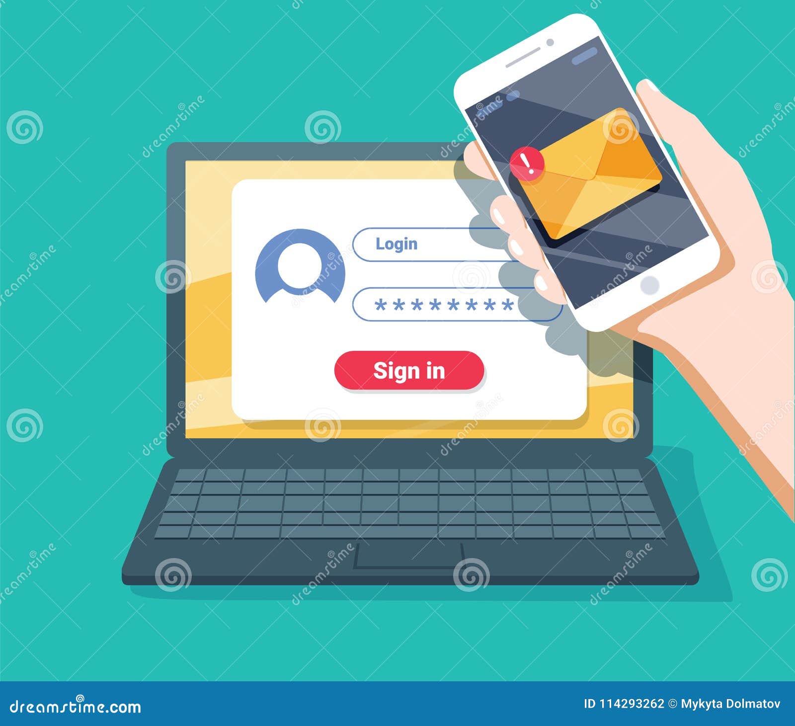 Messaggio Di Codice Di Verifica Computer Portatile E Smartphone Con Il ... Messaggio Di Codice Di Verifica Computer Portatile E Smartphone Con Il ...