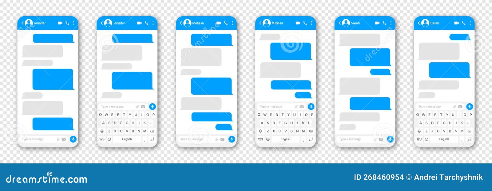 Messaging App Design, User Interface. Blank SMS Text Frame ...