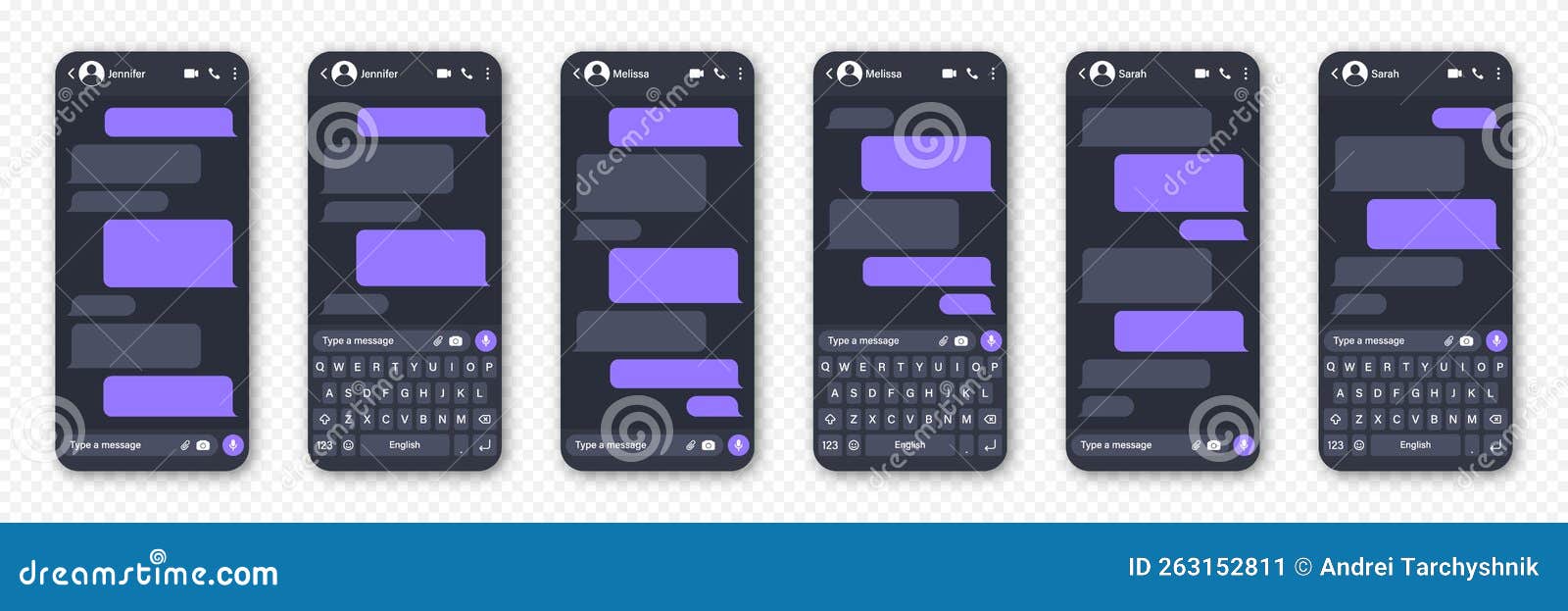 Messaging App Design, User Interface. Blank SMS Text Frame ...