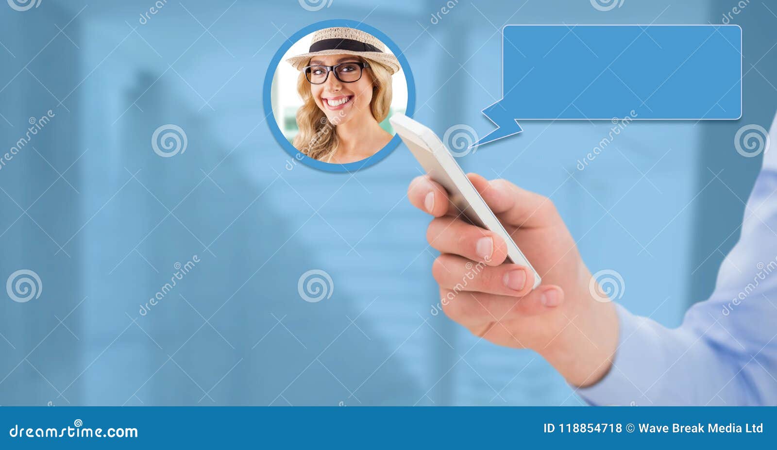 Messaging App on Phone in Hand with Chat Profile Stock Photo - Image of ...